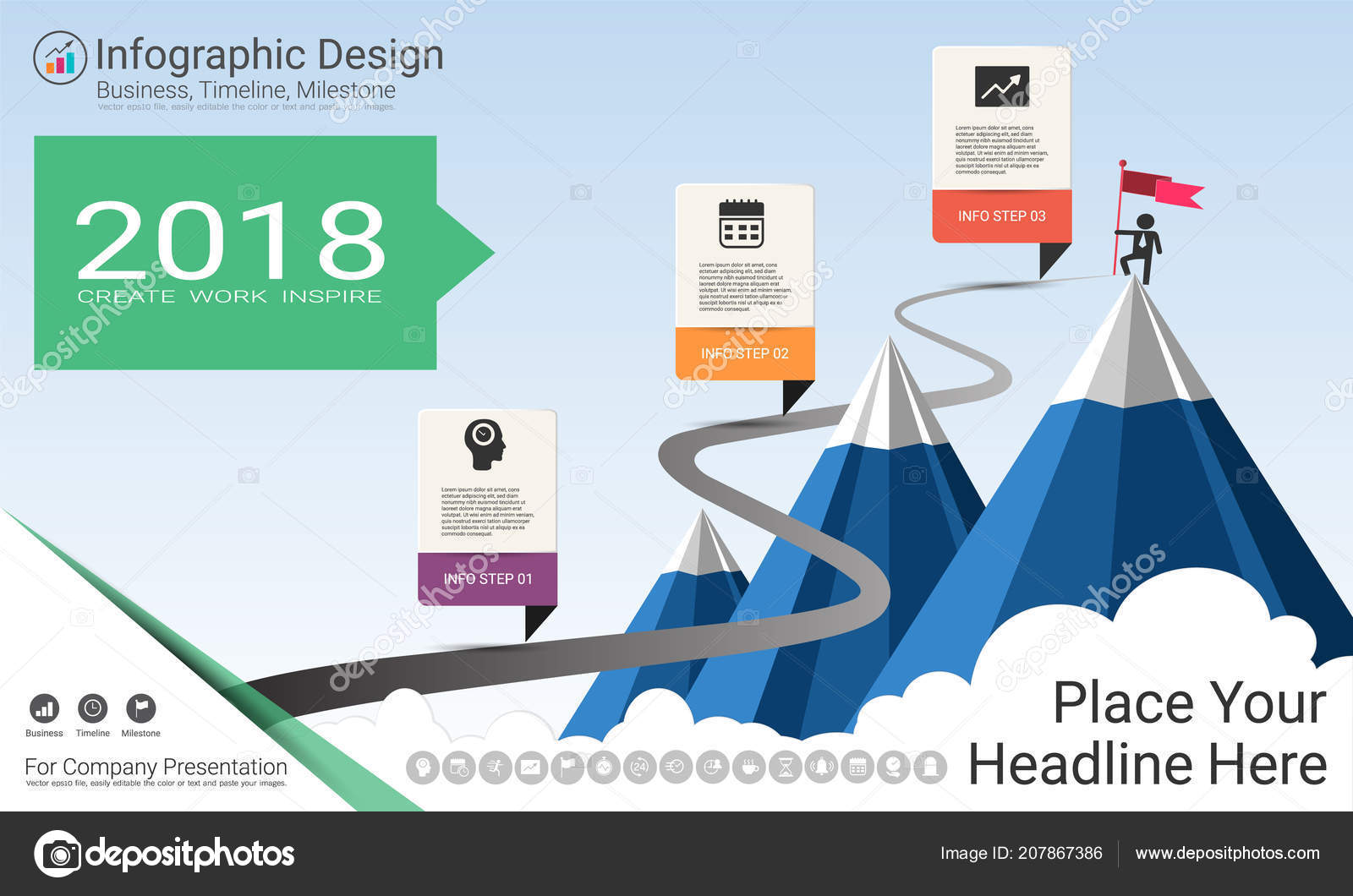 Affärer Infographics Mall Milstolpe Tidslinjen Eller Vägkarta Med ...