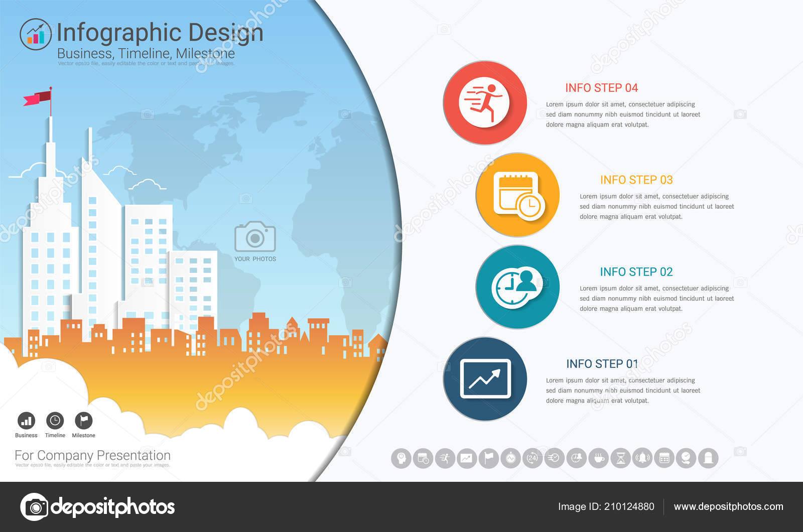 Affärer Infographics Mall Milstolpe Tidslinjen Eller Vägkarta Med ...
