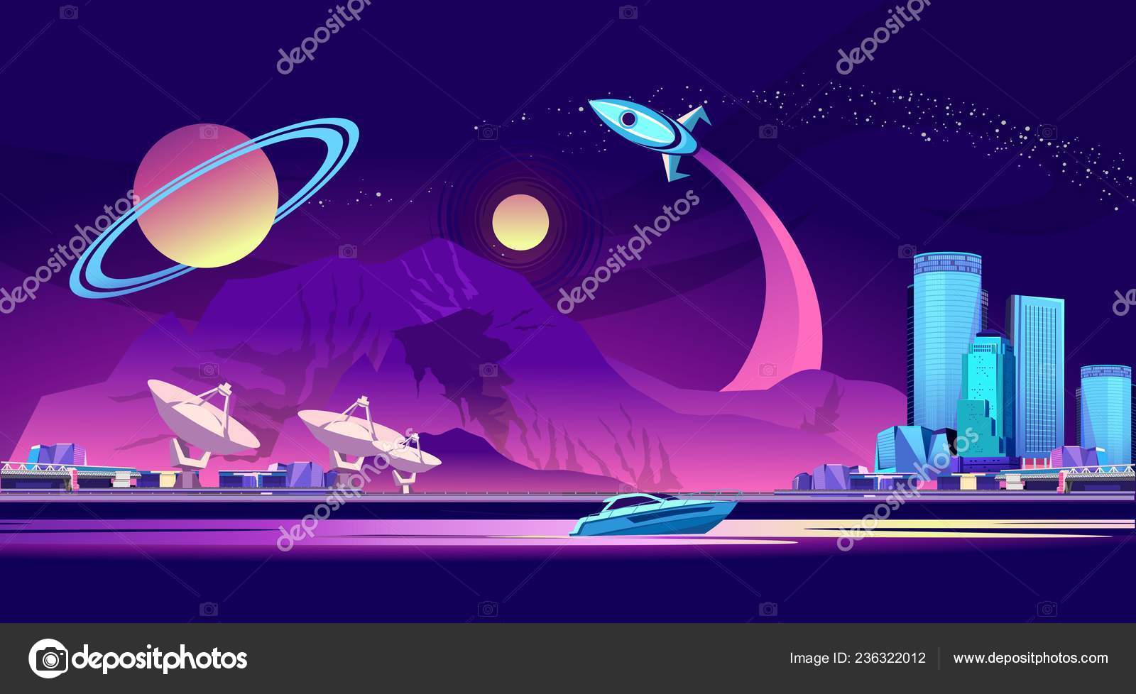 Vector Horizontal Illustration Scientific Space Base Background ...