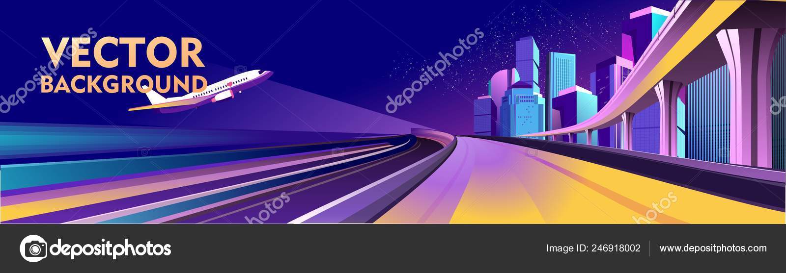 Vector Conceptual Background Traffic Panoramic View Road Stretching ...