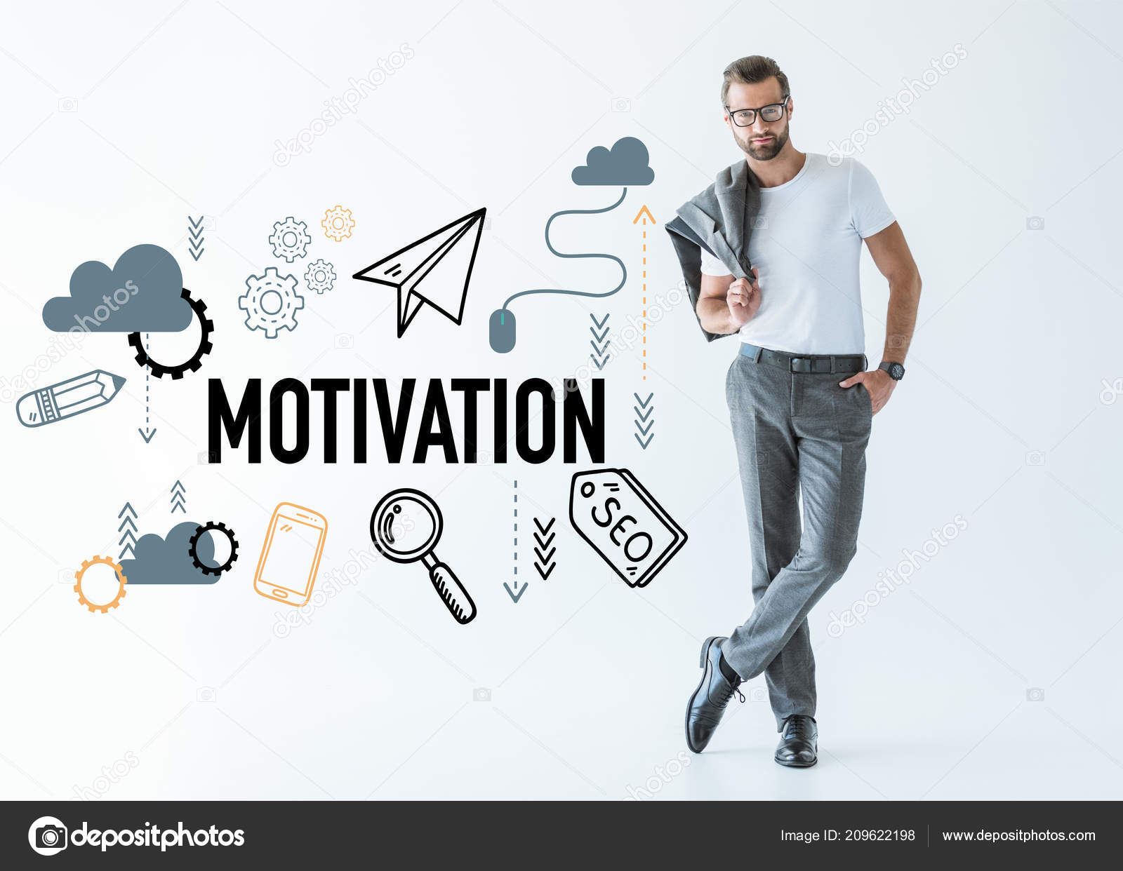 Handsome Developer Posing Gray Suit Isolated White Seo Motivation Stock ...
