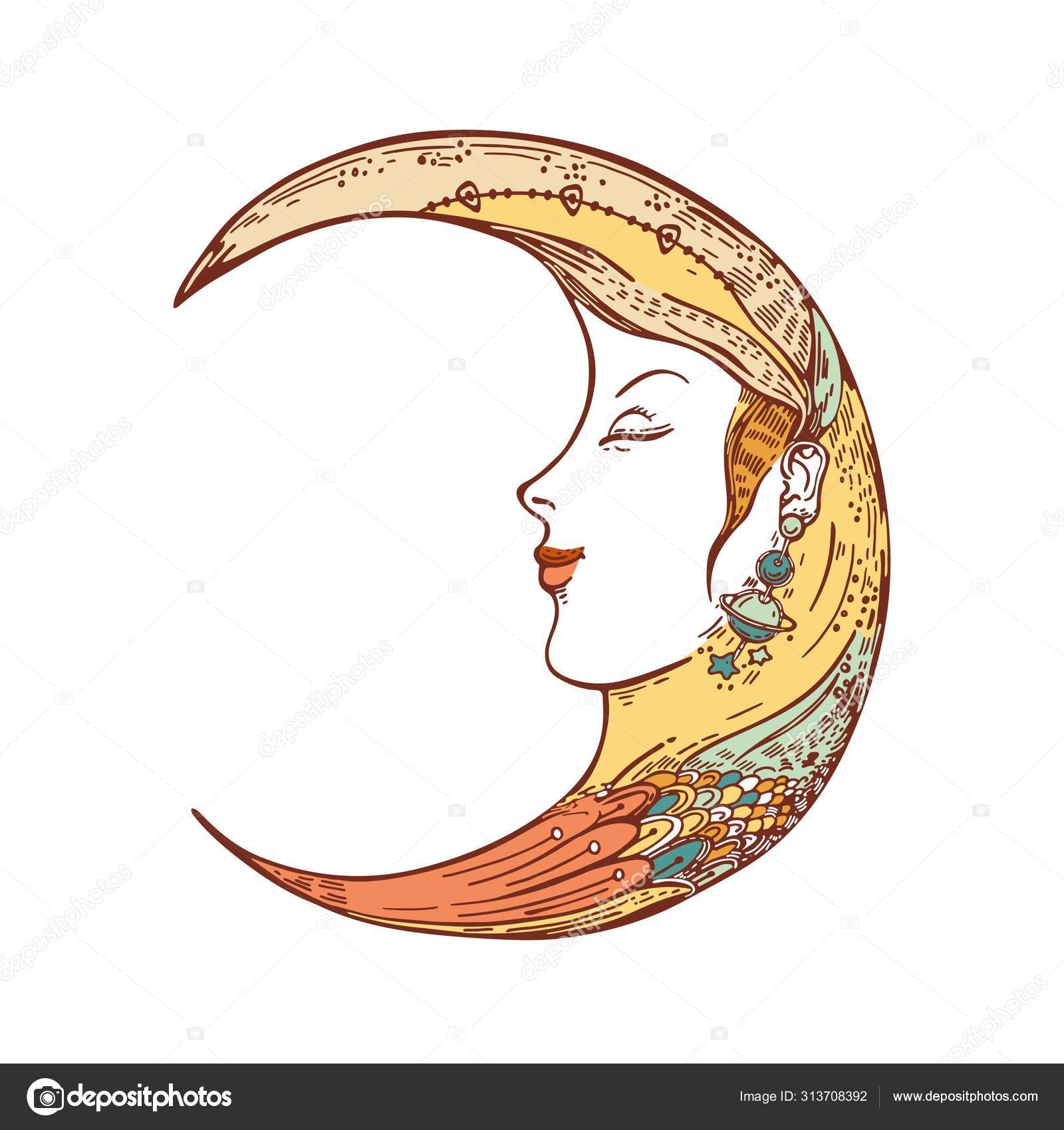 Vintage Crescent Moon