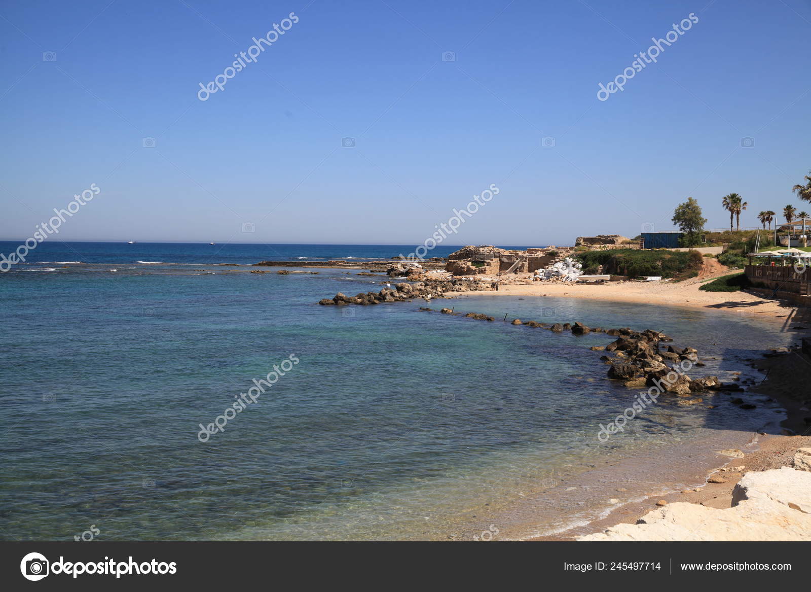 Excavations Caesarea Palestine Ancient City Located Mediterranean Coast ...