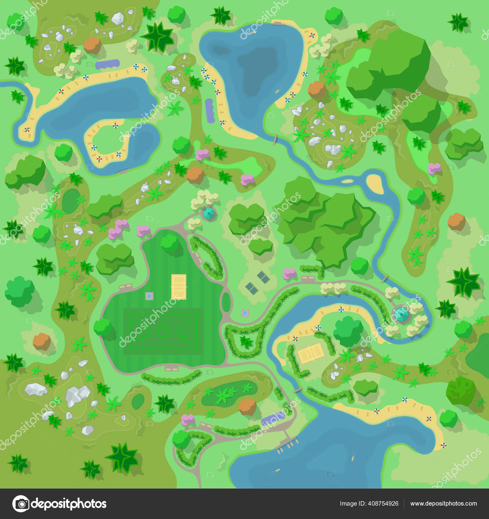 Site Improvement Landscape Tourist Camp Forest Top View Mountains ...