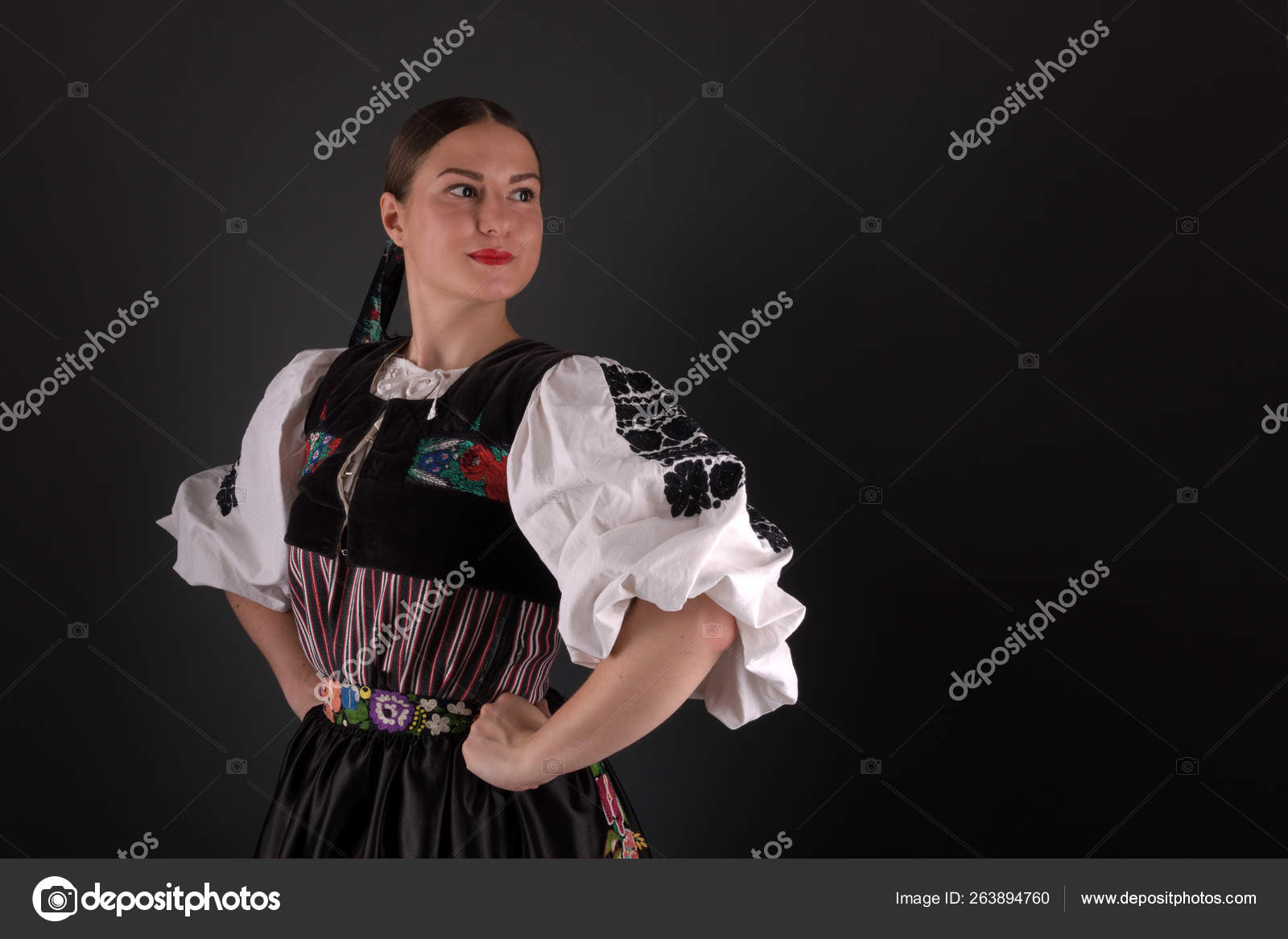 Slovak Folklore Slovakian Folklore Girl Studio Portrait — Stock Photo ...