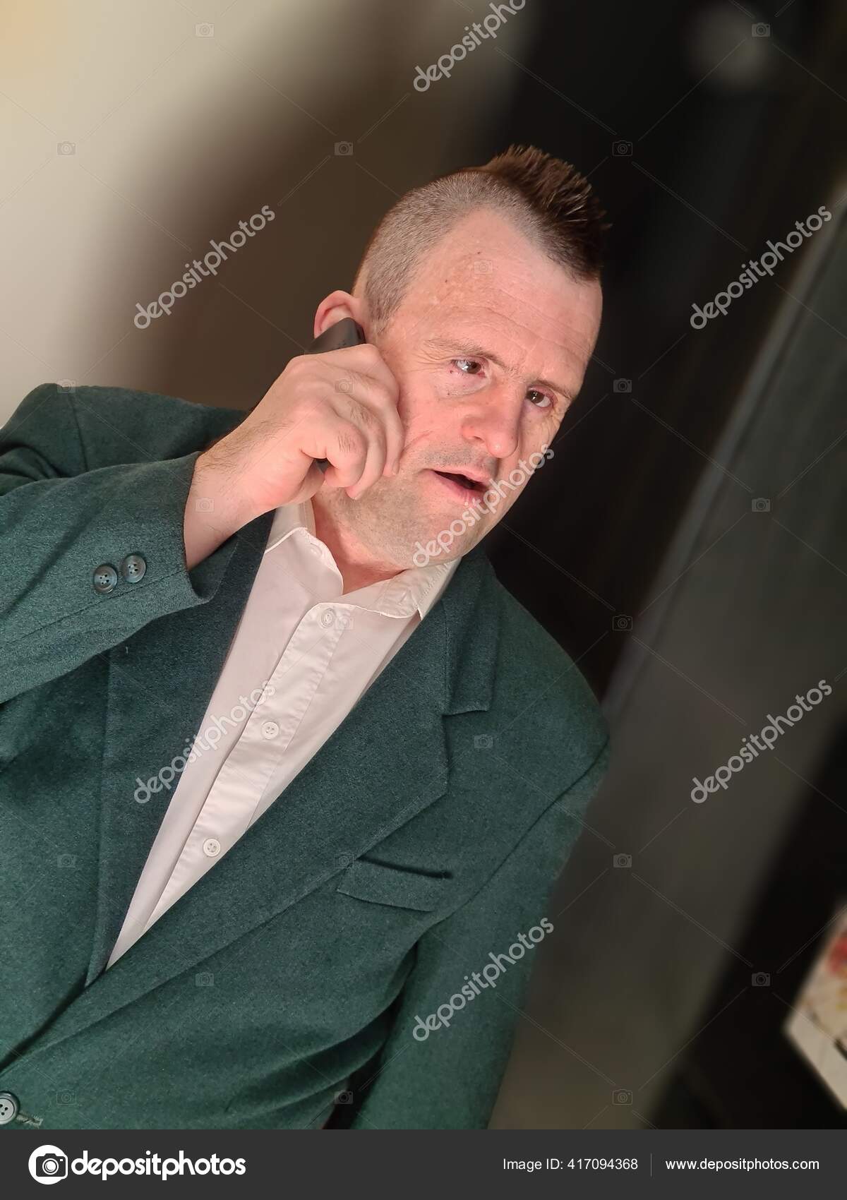 Man Syndrome Talking Phone — Stock Photo © muro #417094368