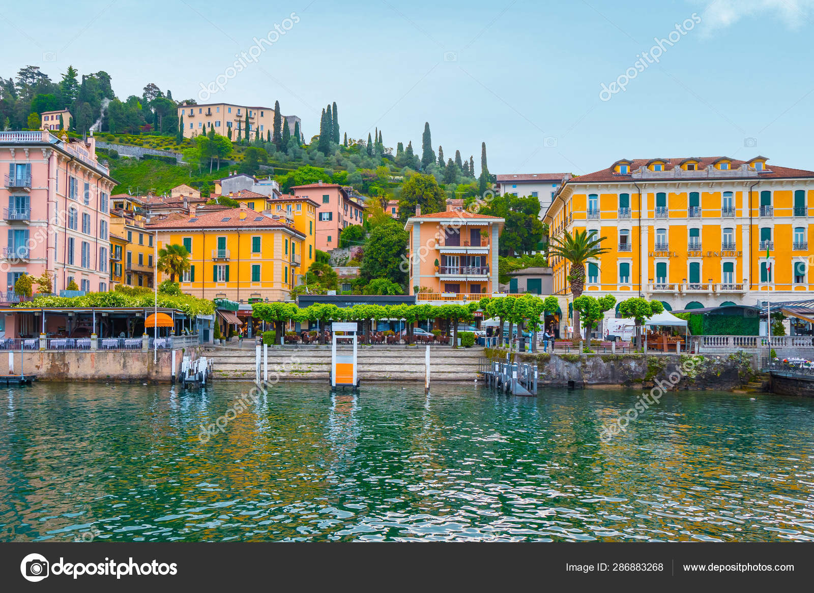 Beautiful Lago Como Panorama Bellagio Town North Italy Lombardy Stock ...