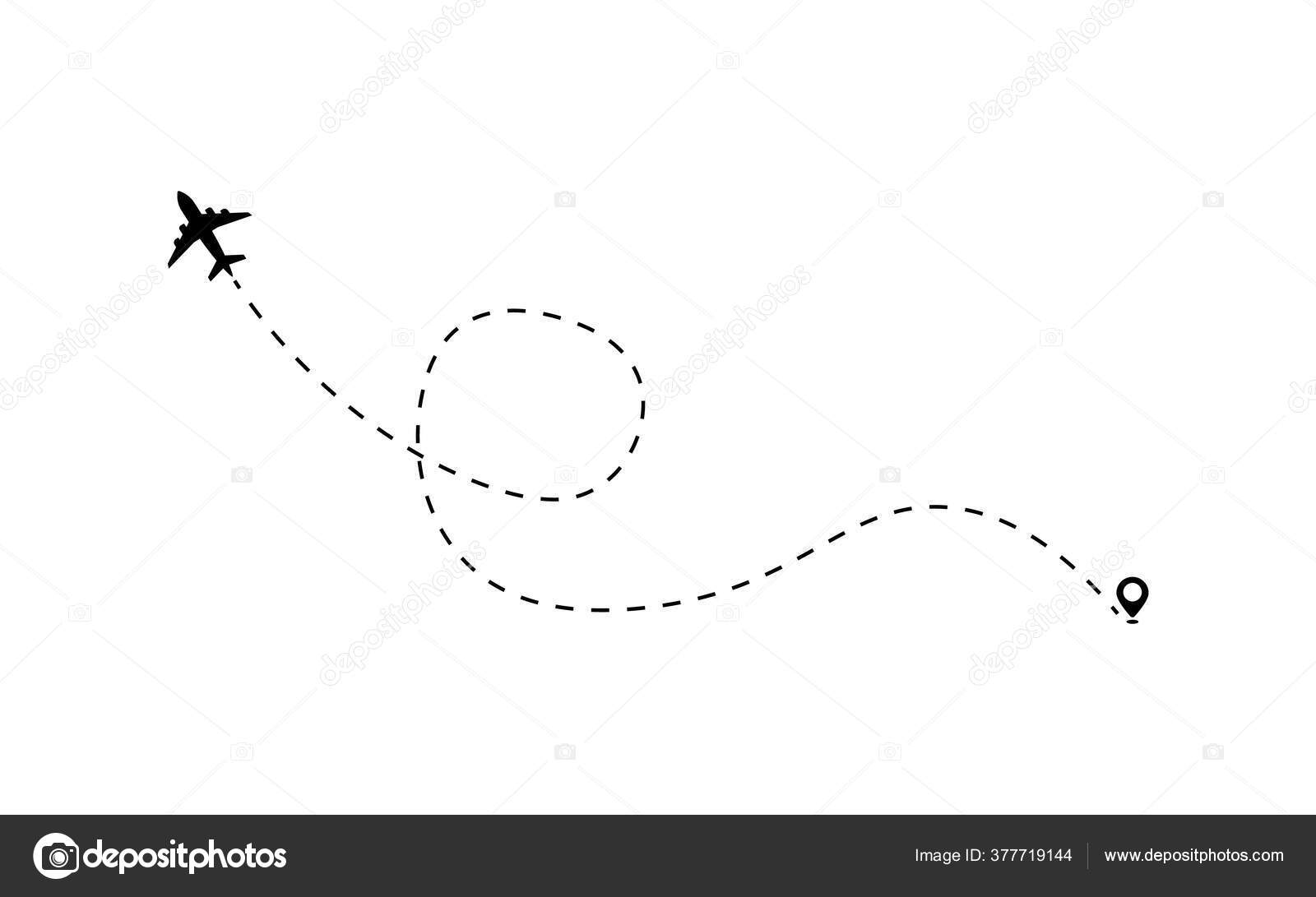 Plan Rutter Flygning Luft Prickade Karta Ritning Isolerad Illustration ...