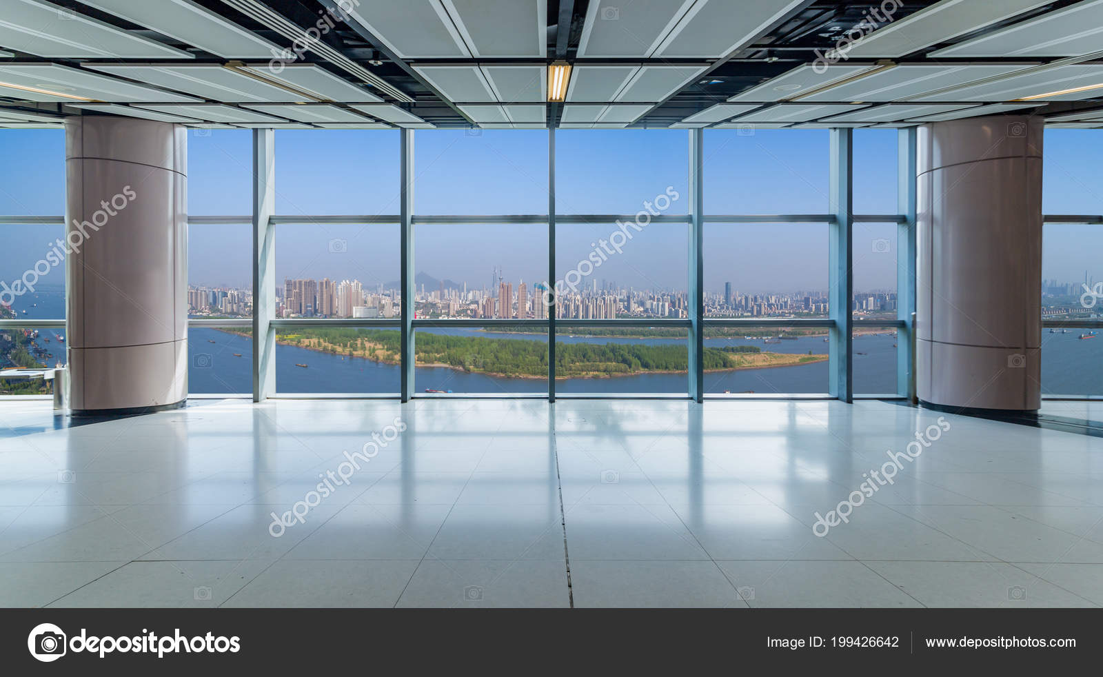 Panoramic Skyline Buildings Glass Window Stock Photo by ©mayichao 199426642