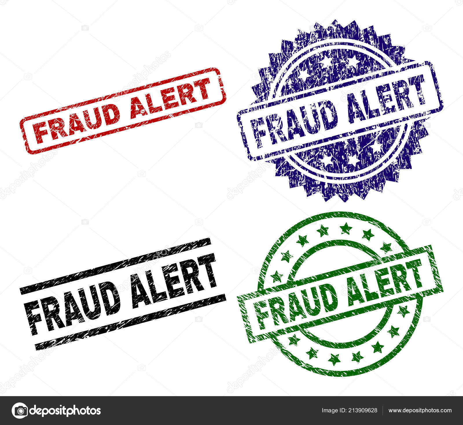 Scratched Textured FRAUD ALERT Seal Stamps Stock Vector by ...
