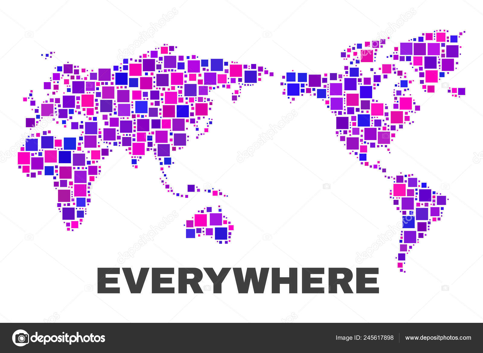 Mosaic World Map of Square Items Stock Vector Image by ...