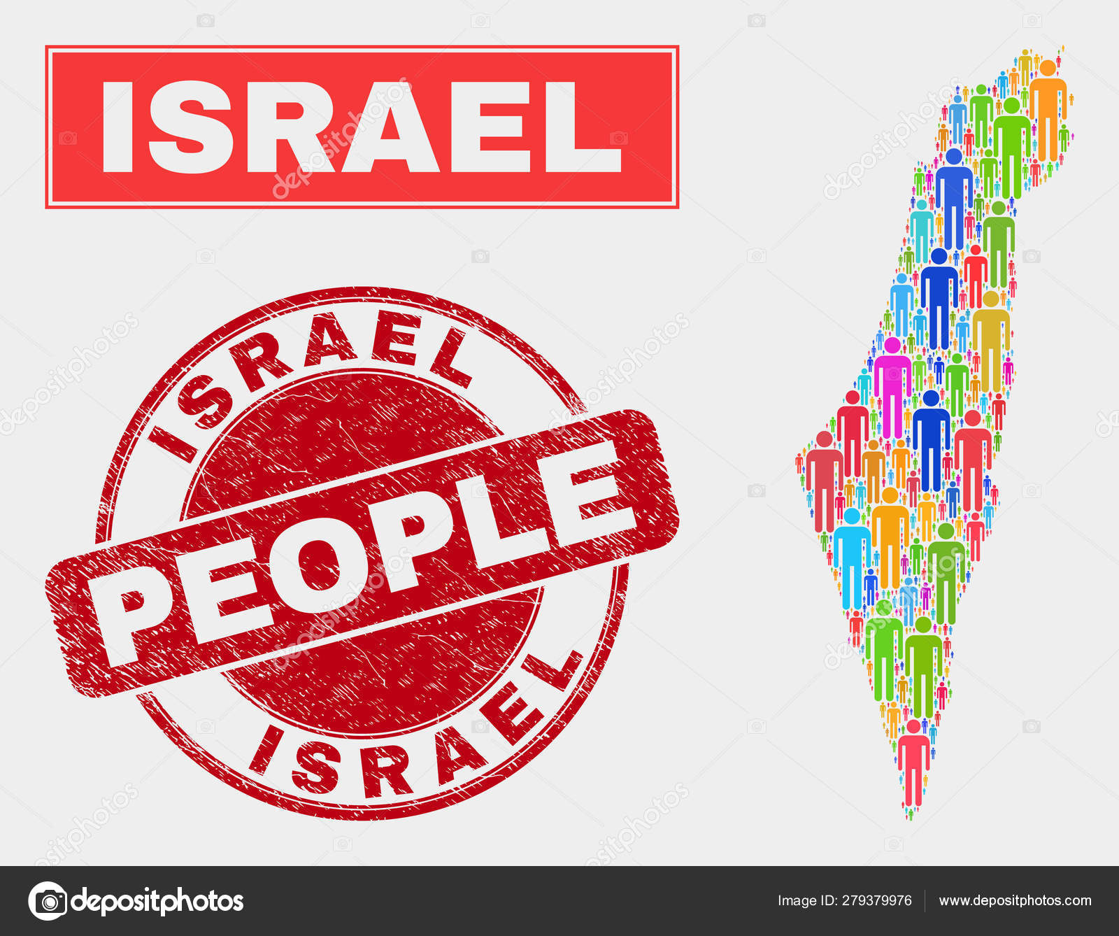 Israel Map Population Demographics and Unclean Watermark Stock Vector ...