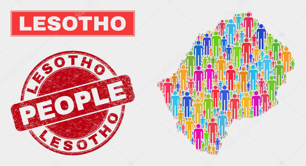 Lesotho Mapa Población Personas y marca de agua sucia 2023