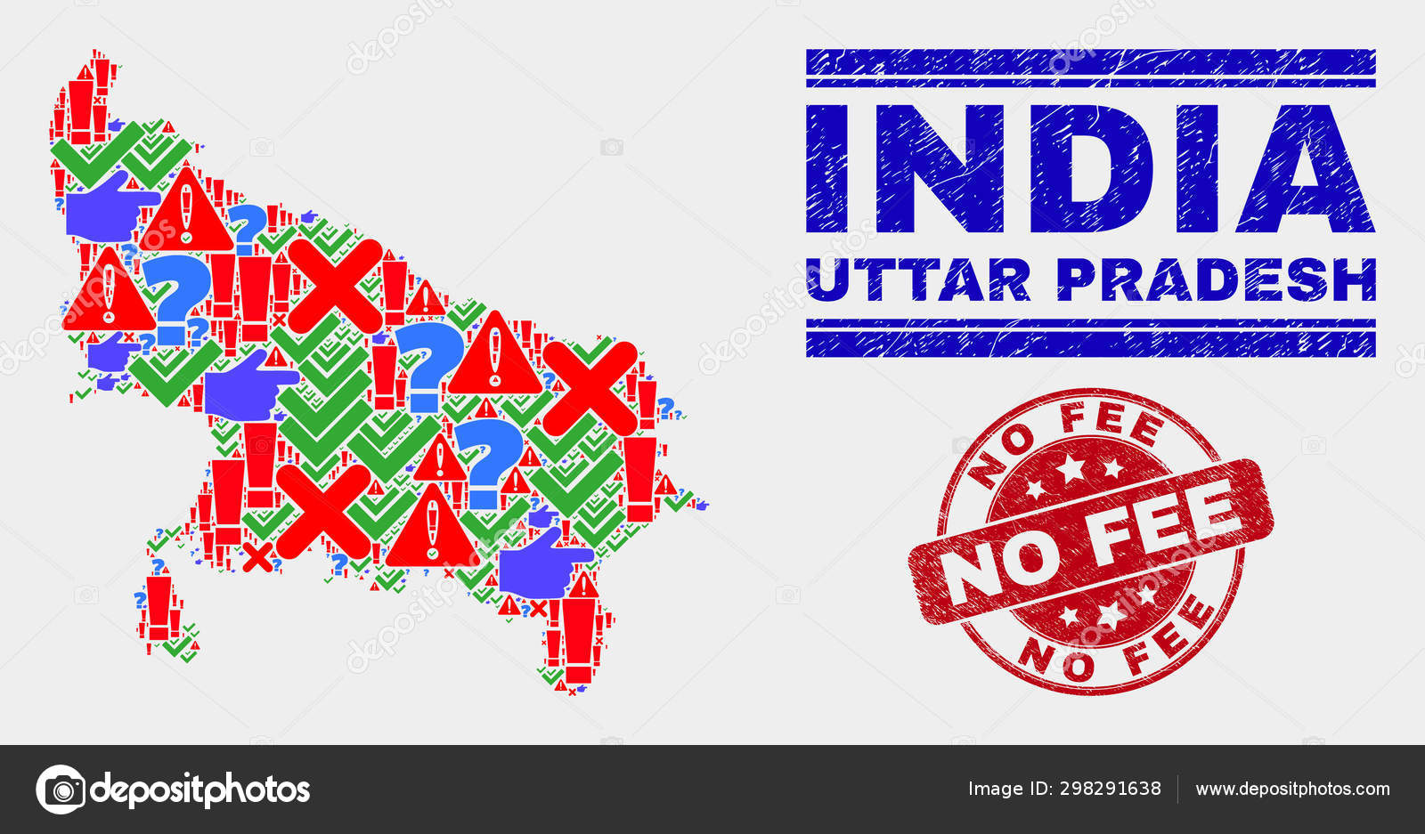 Composition of Uttar Pradesh State Map Symbol Mosaic and Scratched No ...