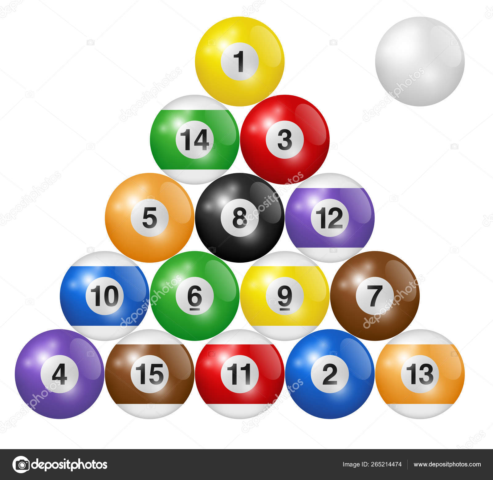 Billiard Balls Triangle Isolated White Background Three Dimensional ...