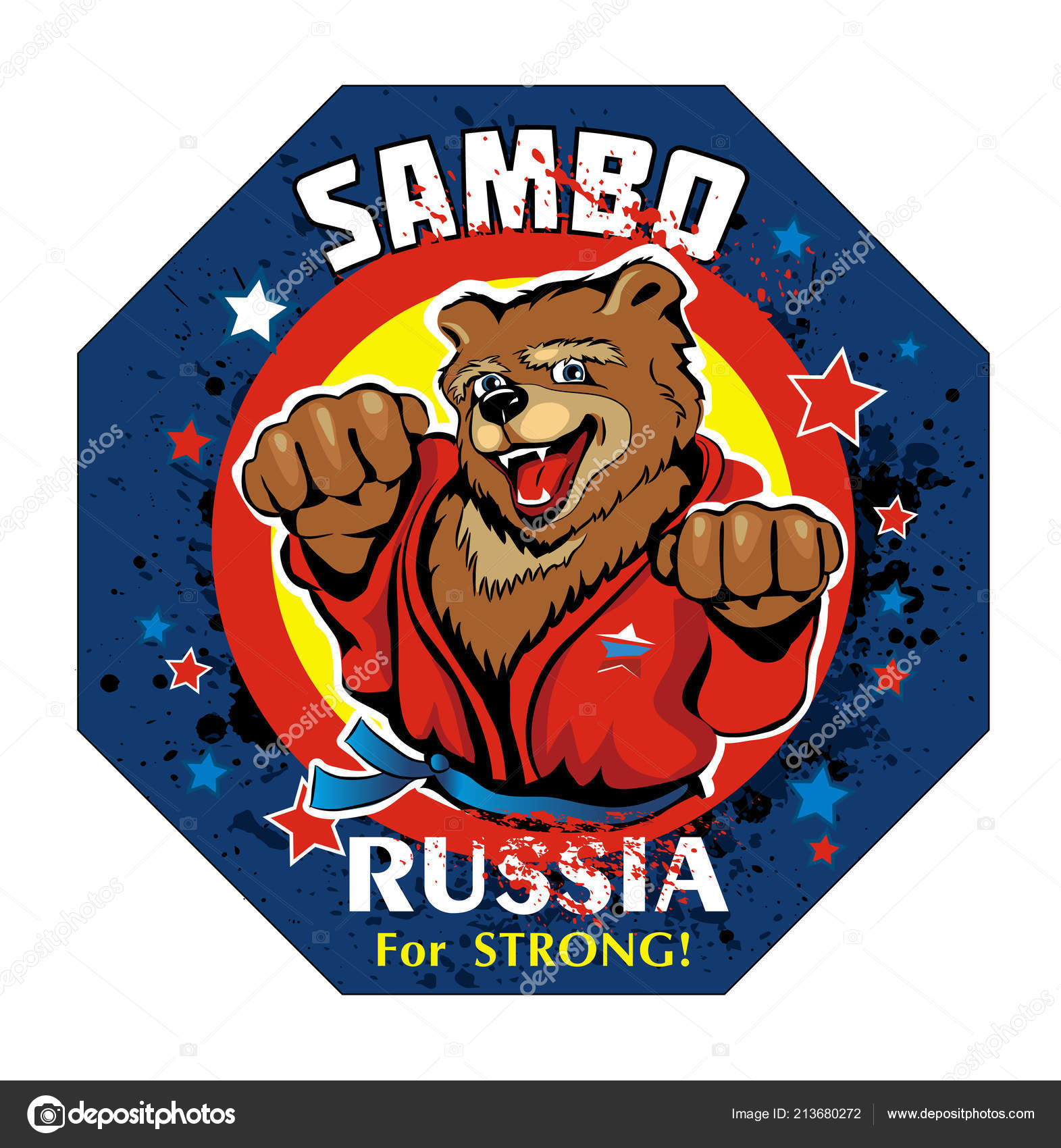 Russian Wrestler Bear Red Style Emblem Vector Illustration Stock Vector ...