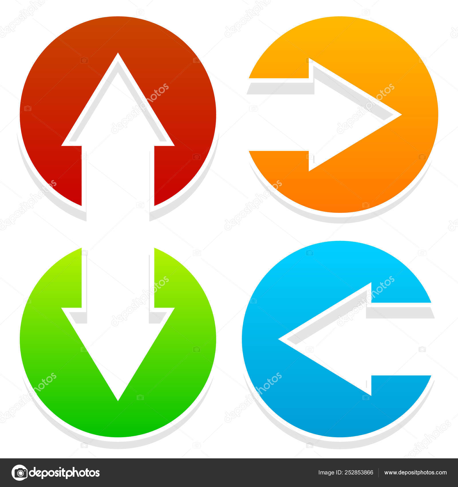 Arrow icons pointing left, right, up and down — Stock Photo © vectorguy ...