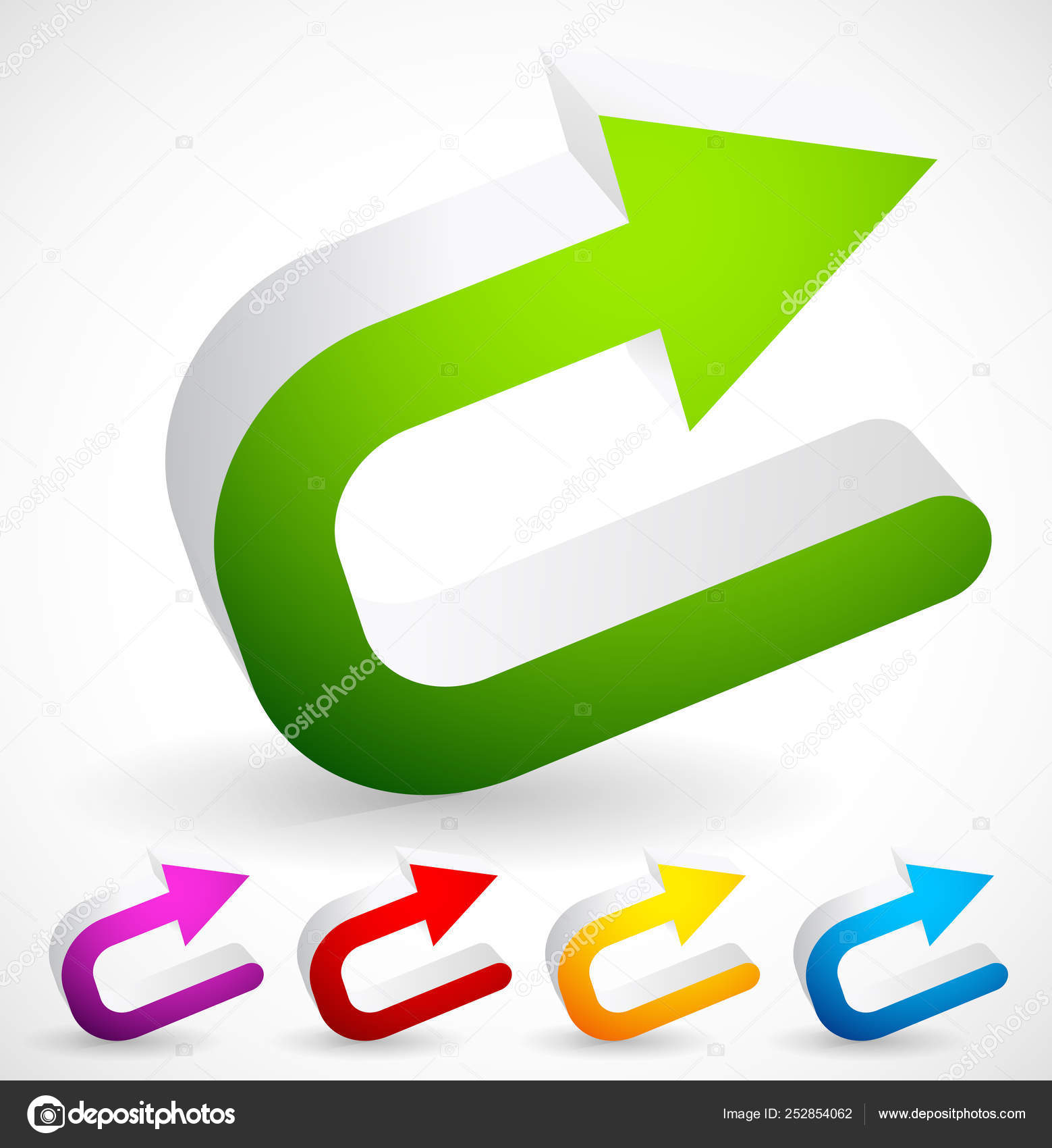 3D Colorful U turn / Backward or Return Arrows — Stock Photo ...