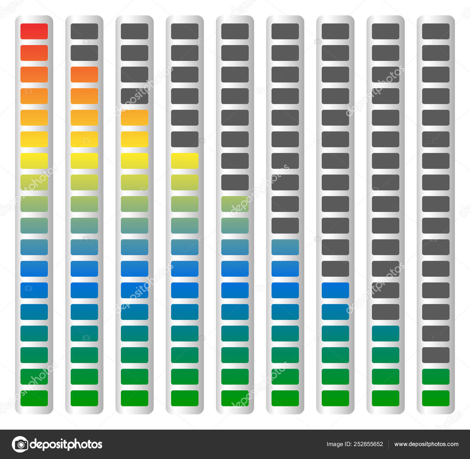Level or generic progress indicators with units. Vector. Stock Photo by ...