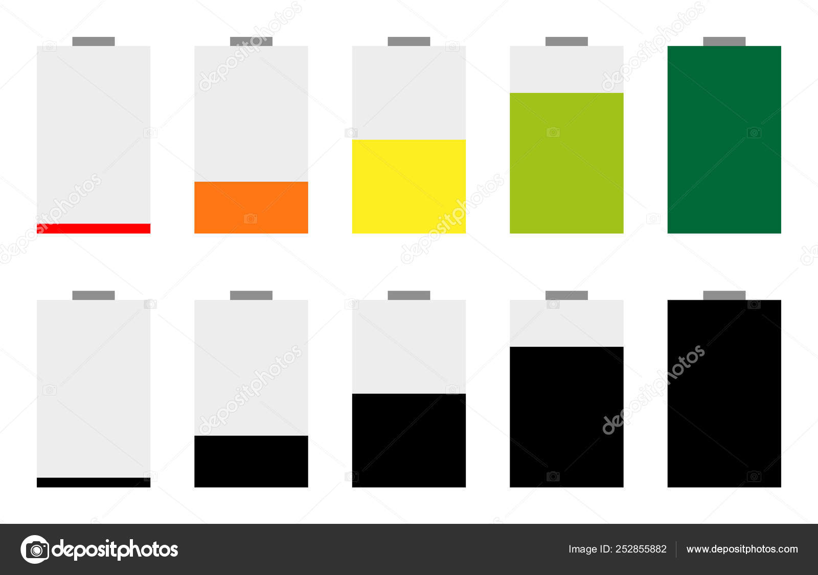 Level, progress indicators, battery level indicators. Editable v Stock ...