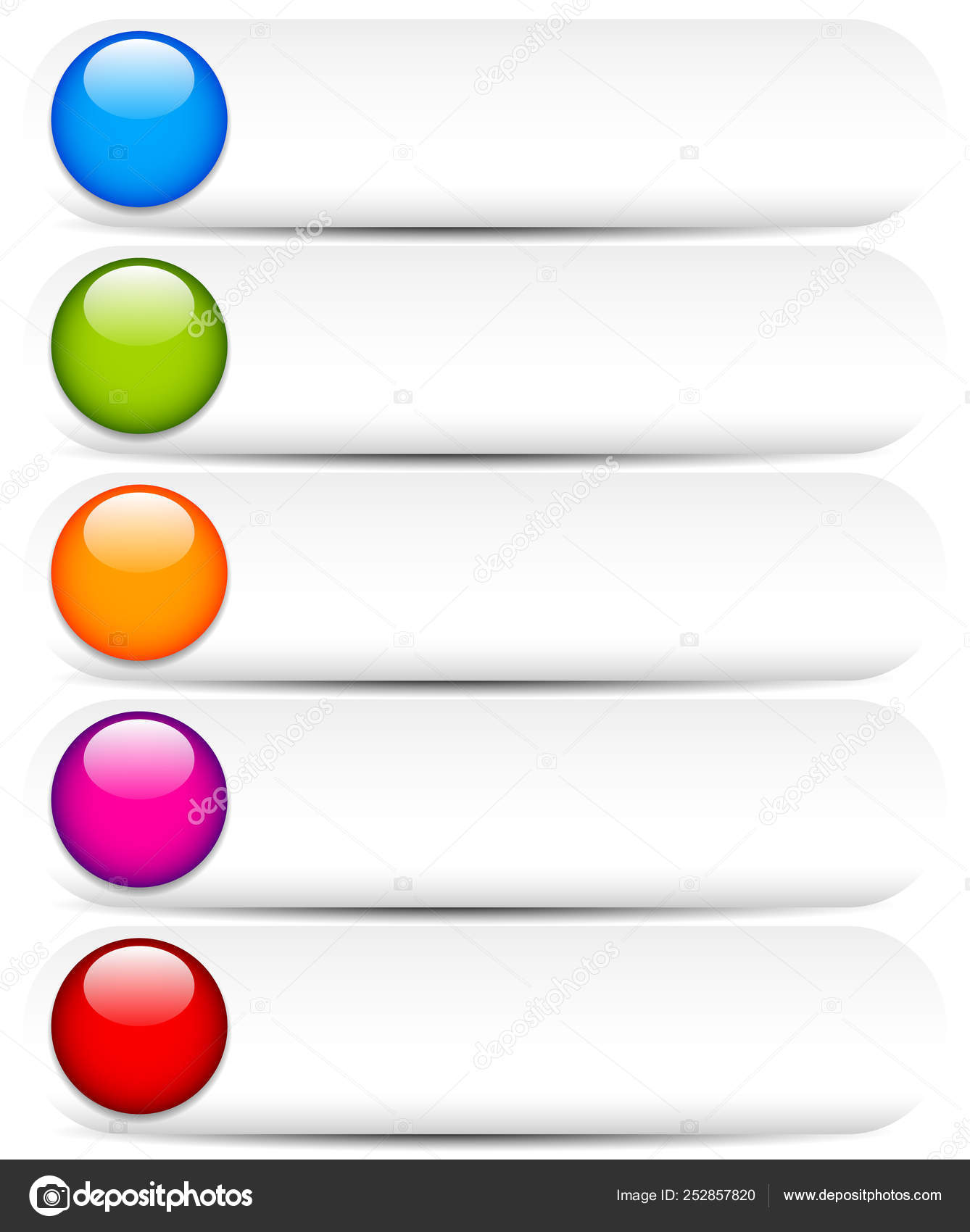 Blank White Buttons with Glossy, Colorful Circles. Buttons for U ...
