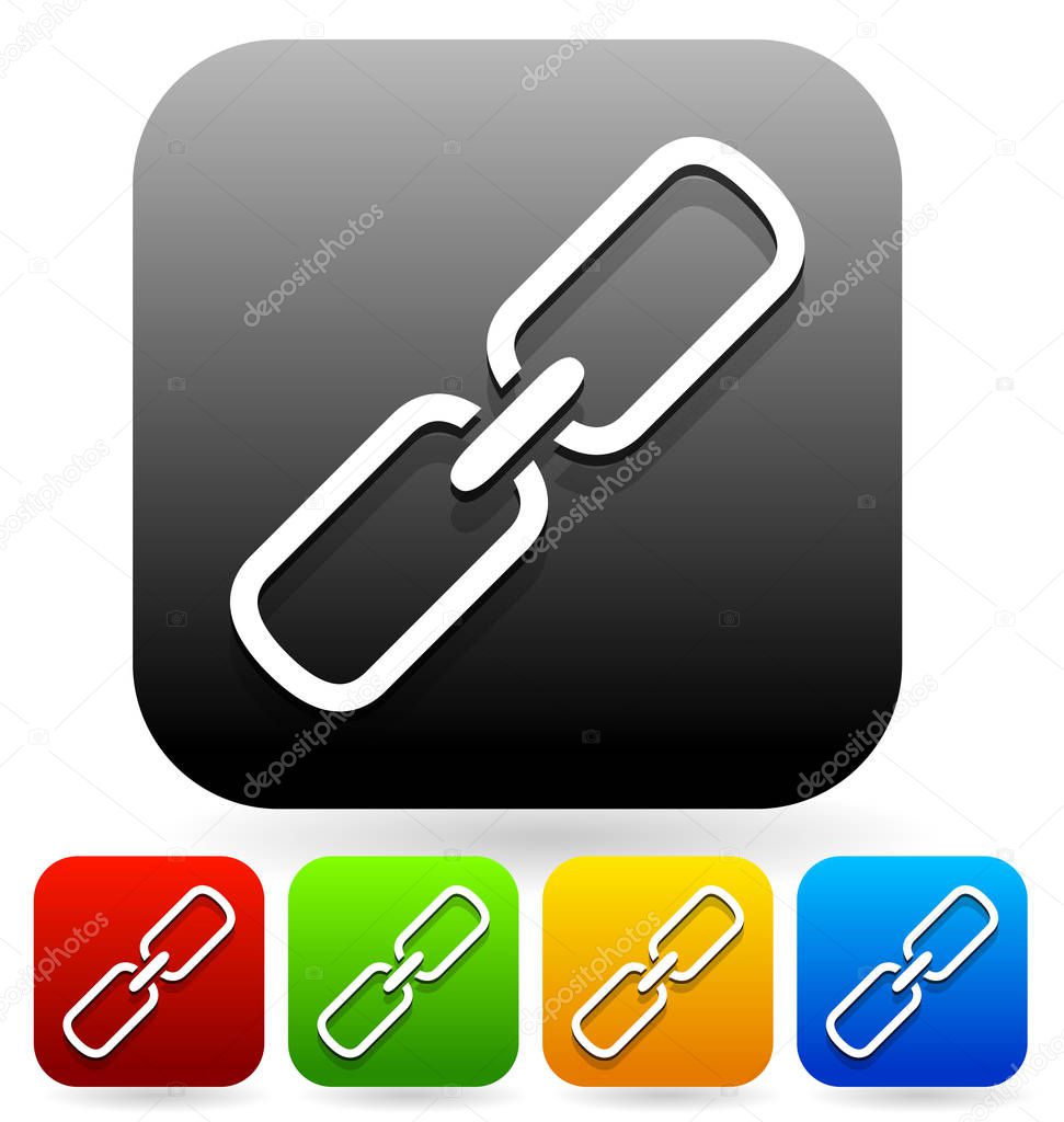 Símbolo de eslabón de cadena proyectando sombra diagonal. Vector 2022