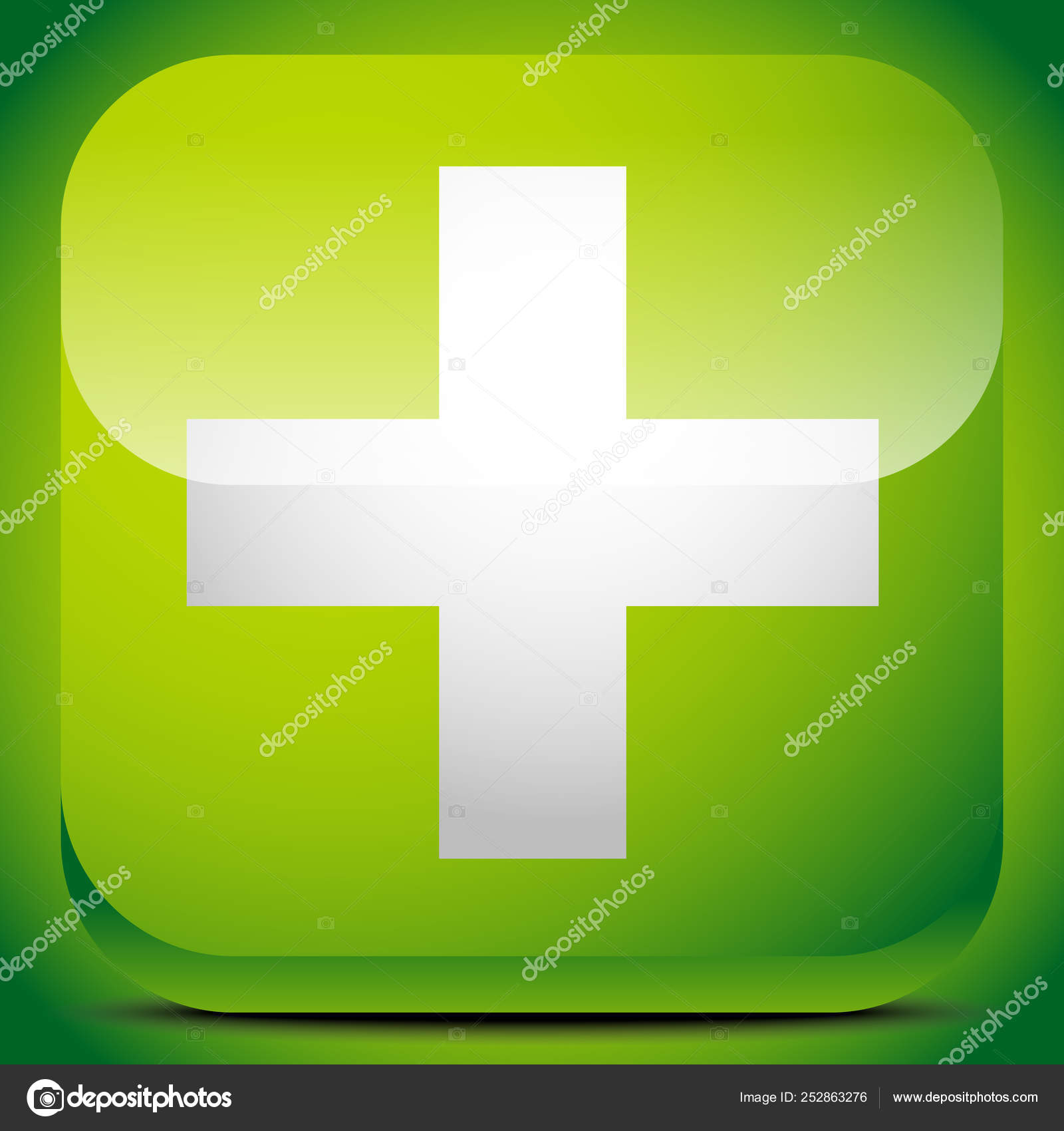 Green cross sign for first aid, healthcare, support concepts. Stock ...