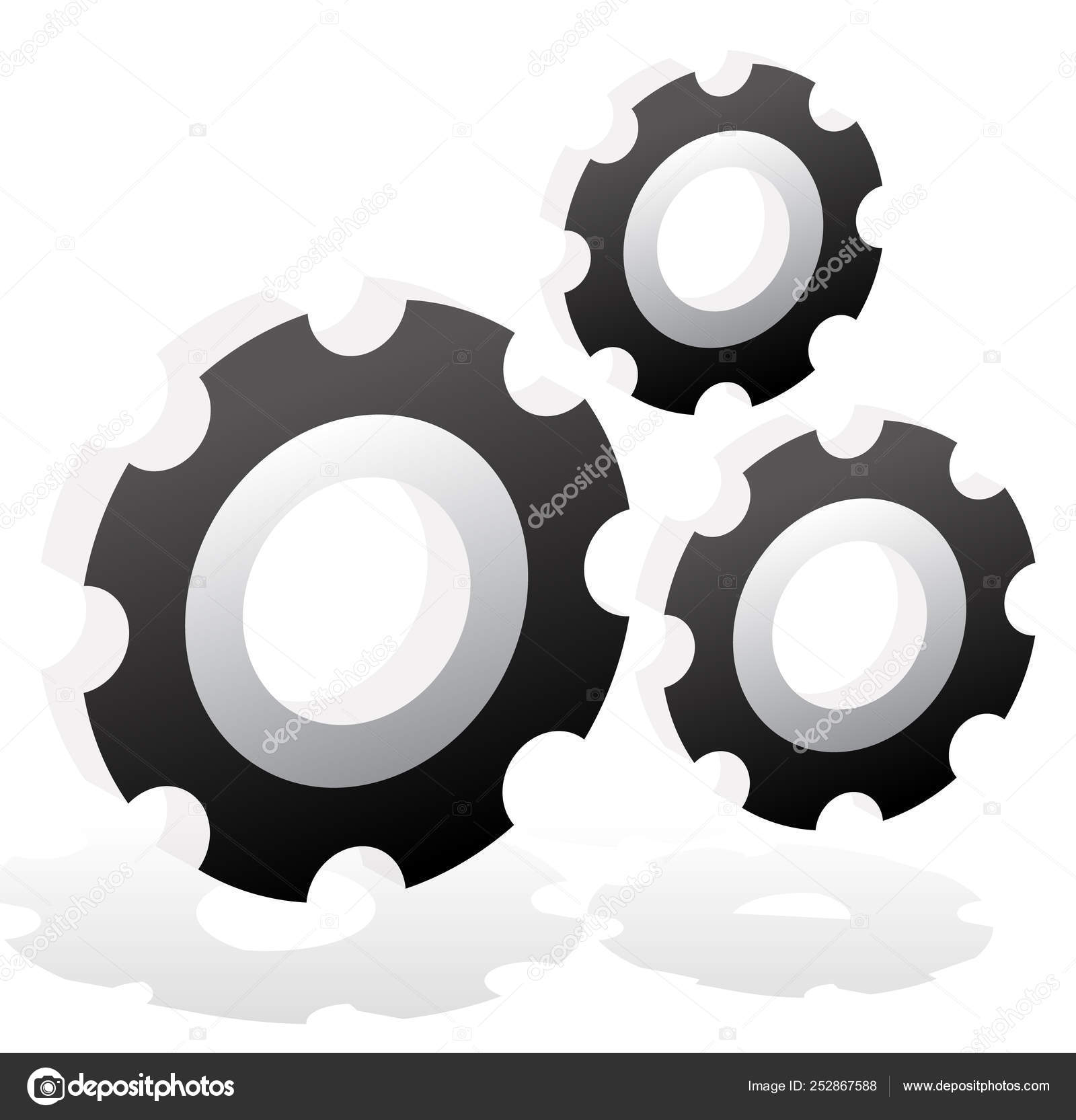 Various gear wheel, rack wheel vector graphics. Mechanics, manuf ...