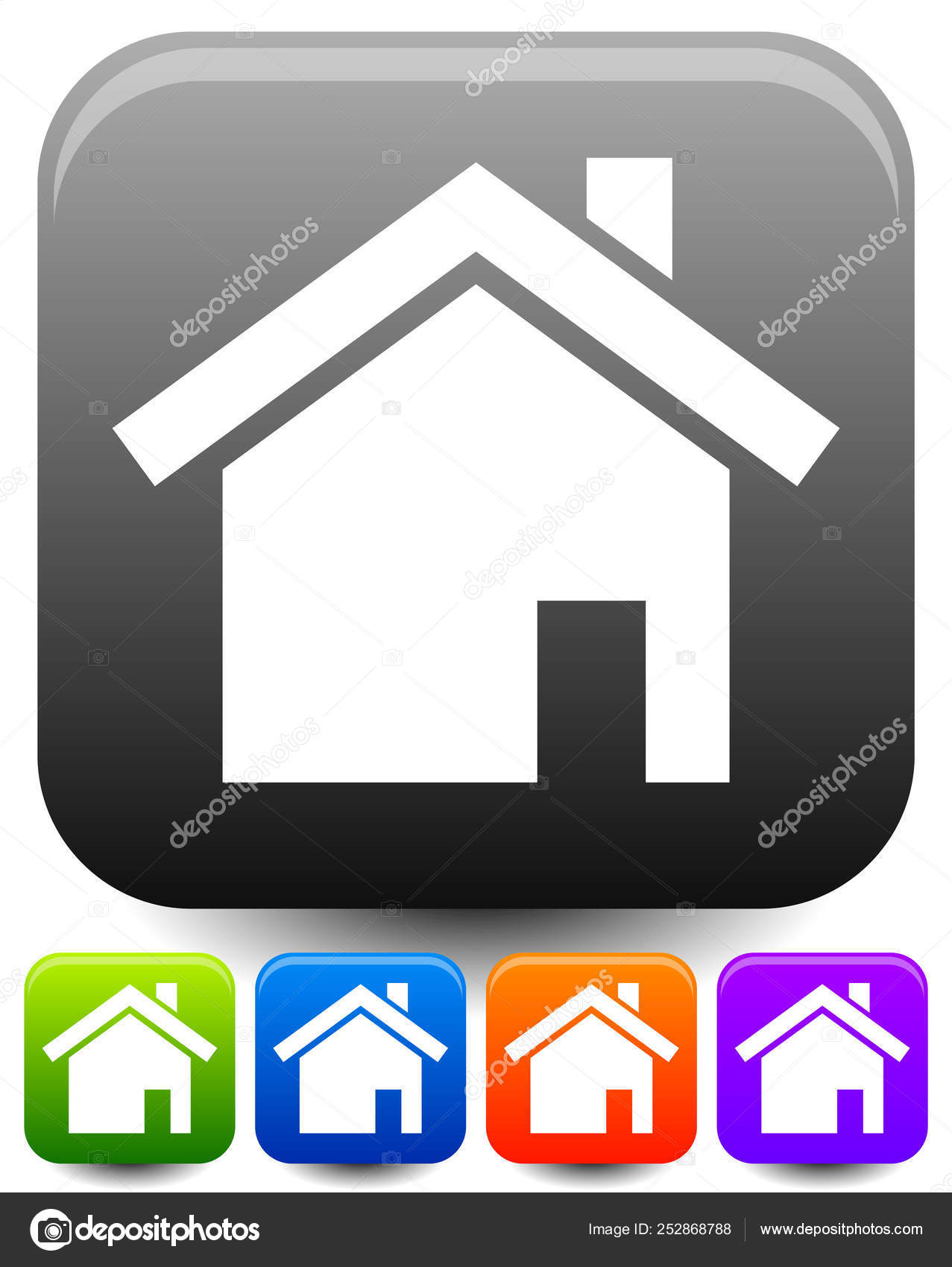 House symbols on rounded squares with highlight effect. Icons fo ...