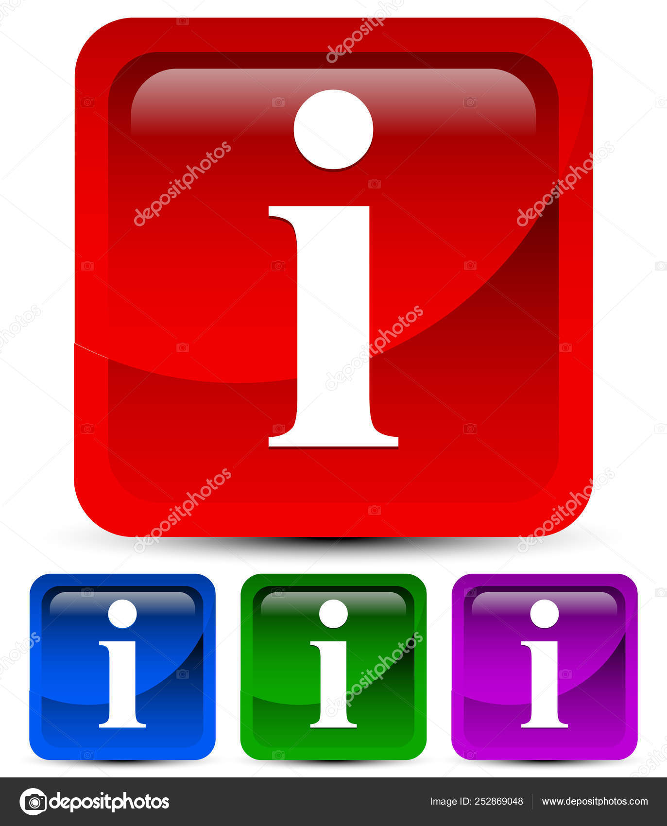 Stylish info, information icons in red, blue, green and purple — Stock ...