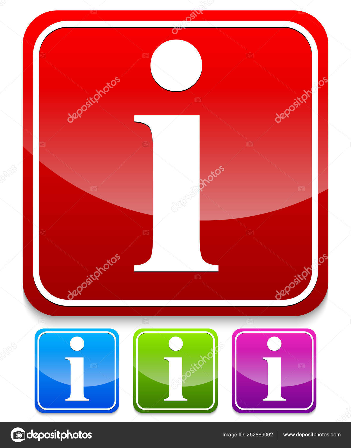 Stylish info, information icons in red, blue, green and purple — Stock ...