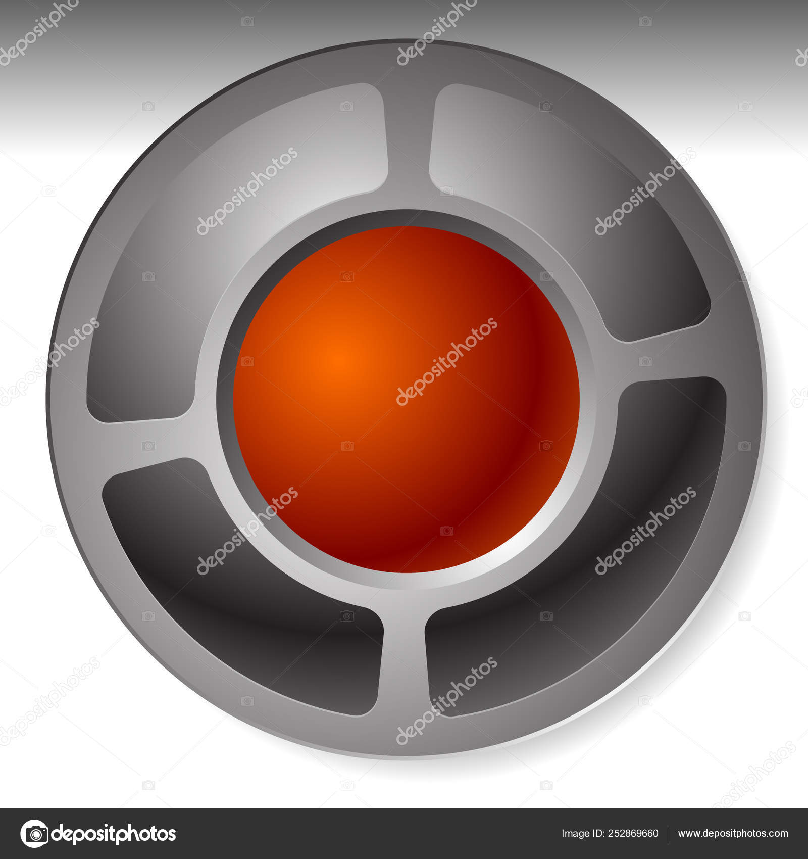 Joystick, control button template with one red button at center, Stock ...
