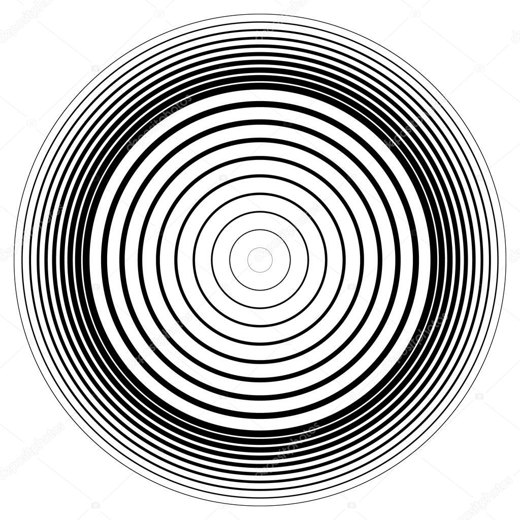 Elemento círculo abstracto. Círculos concéntricos, efecto dominó. Vect ...