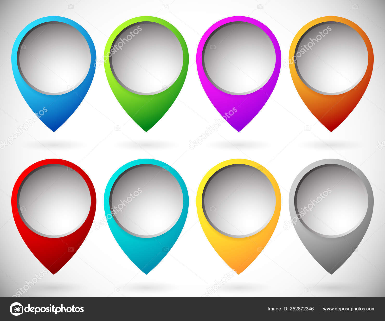 Colorful Map pins, Map markers. Abstract Push pins, thumbtacks, Stock ...