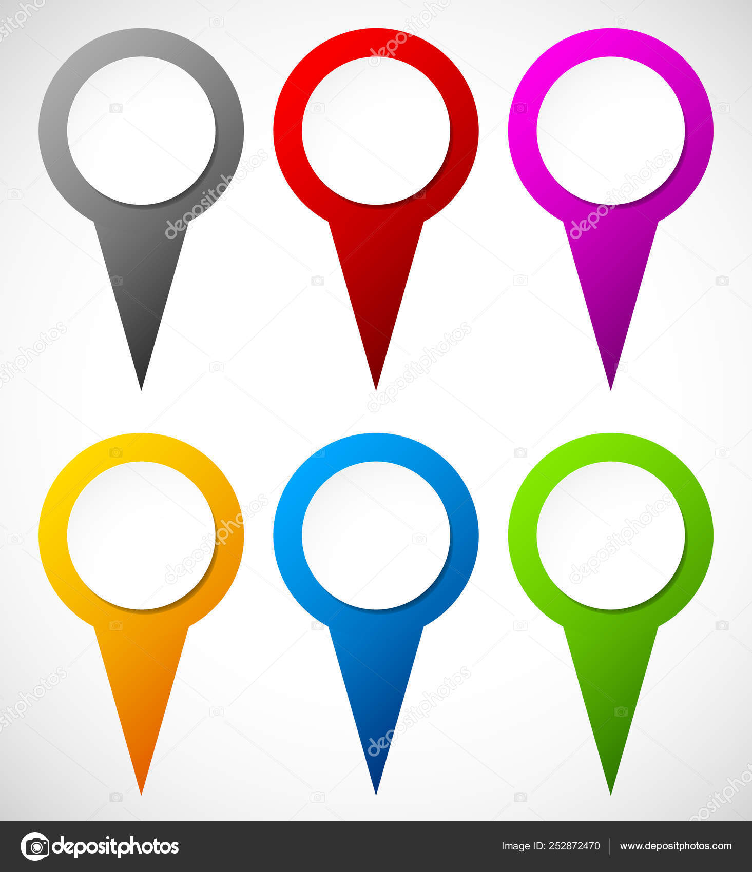 Set of colorful map markers, map pins — Stock Photo © vectorguy #252872470