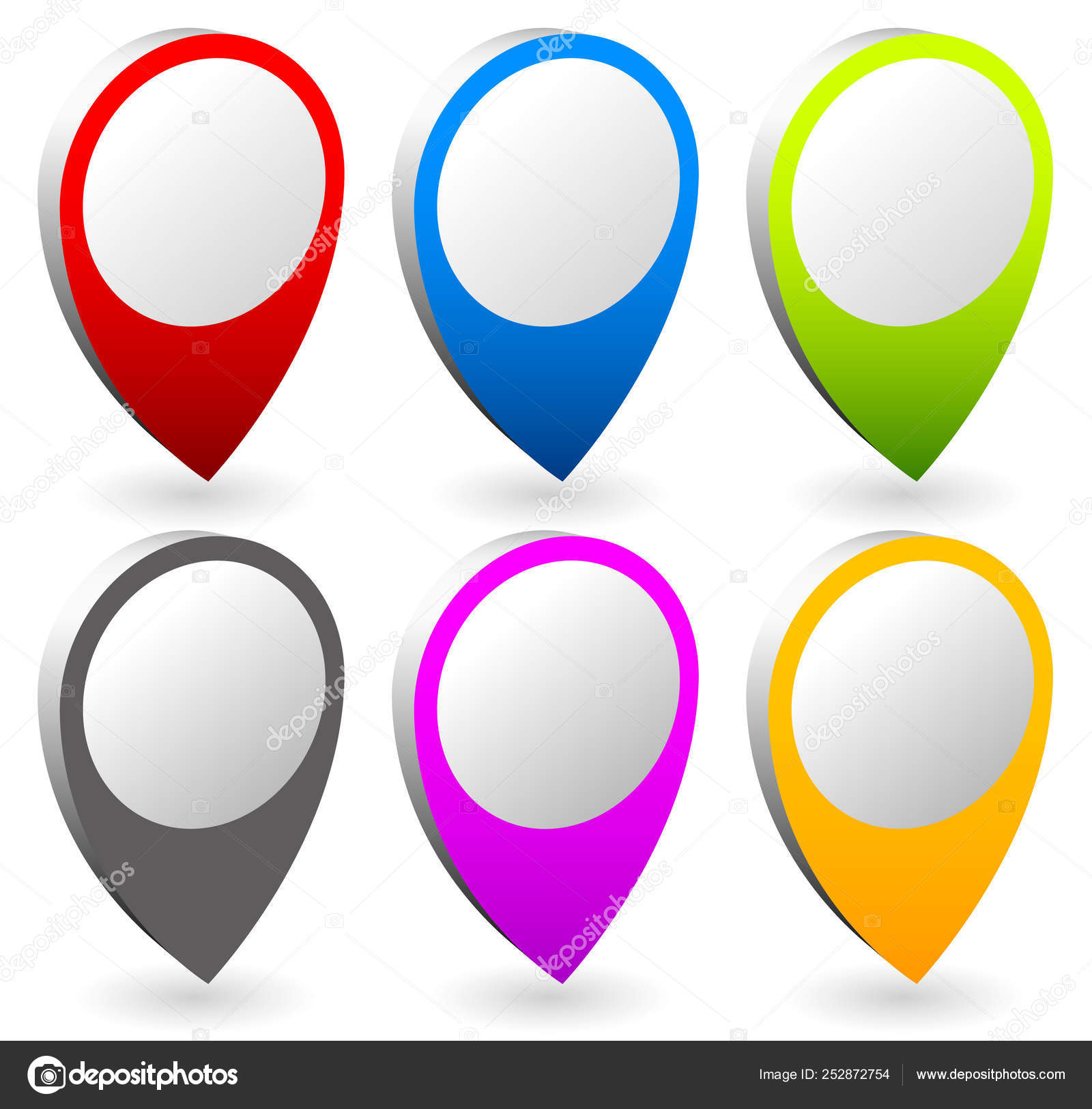 Set of colorful map markers, map pins Stock Photo by ©vectorguy 252872754