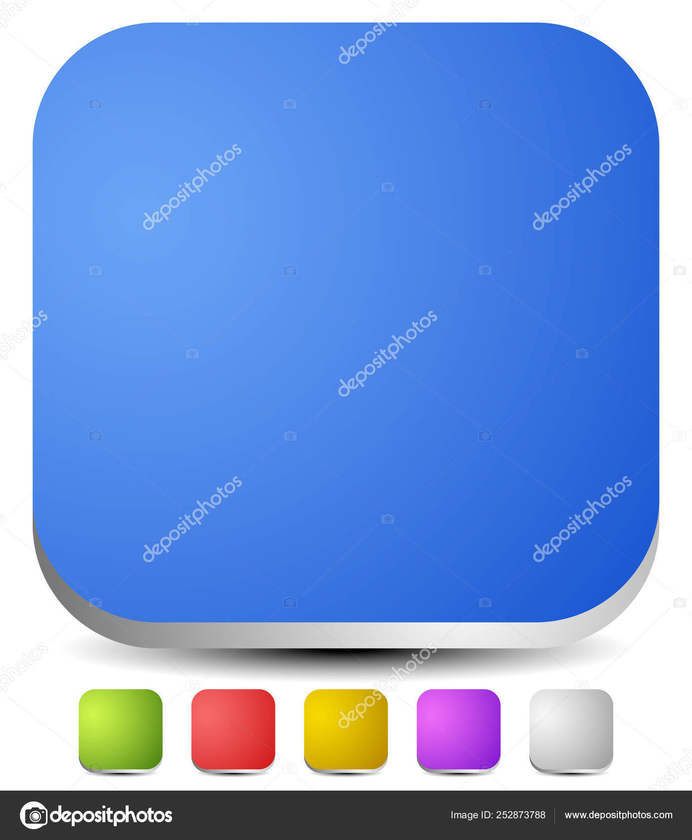 3d rounded squares. Empty icon, button backgrounds. Set of 6 col Stock ...