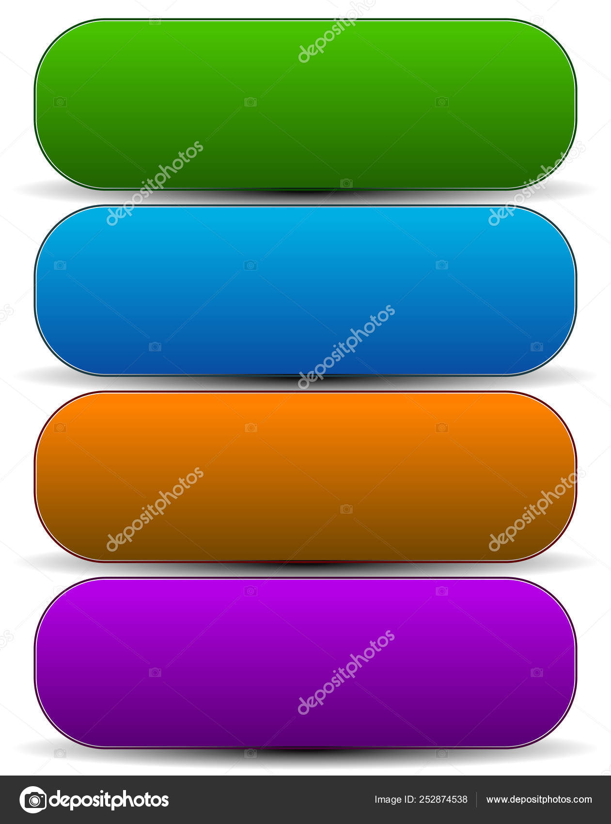 Horizontal buttons with blank space, rounded colorful button, ba ...