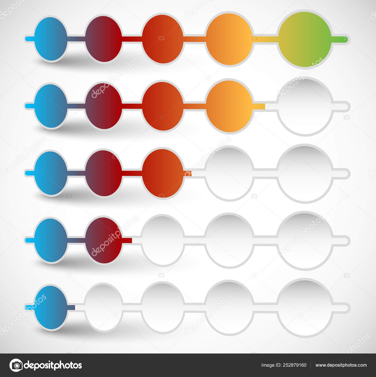 Horizontal progress, loading bars. Steps, phases, progression. Stock ...