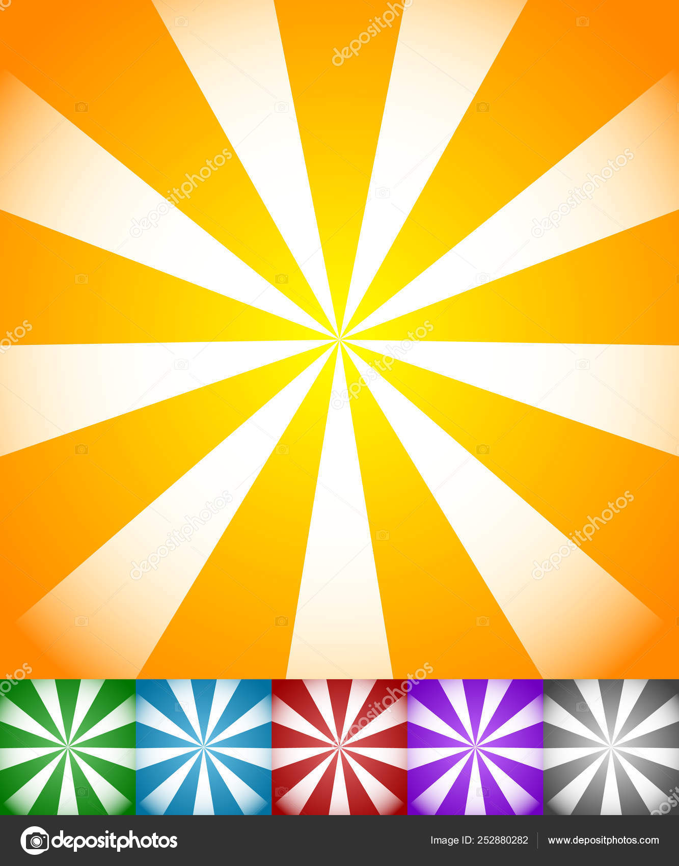 Radiating lines sun, star burst backgrounds. Set of 6 colors, ye Stock ...