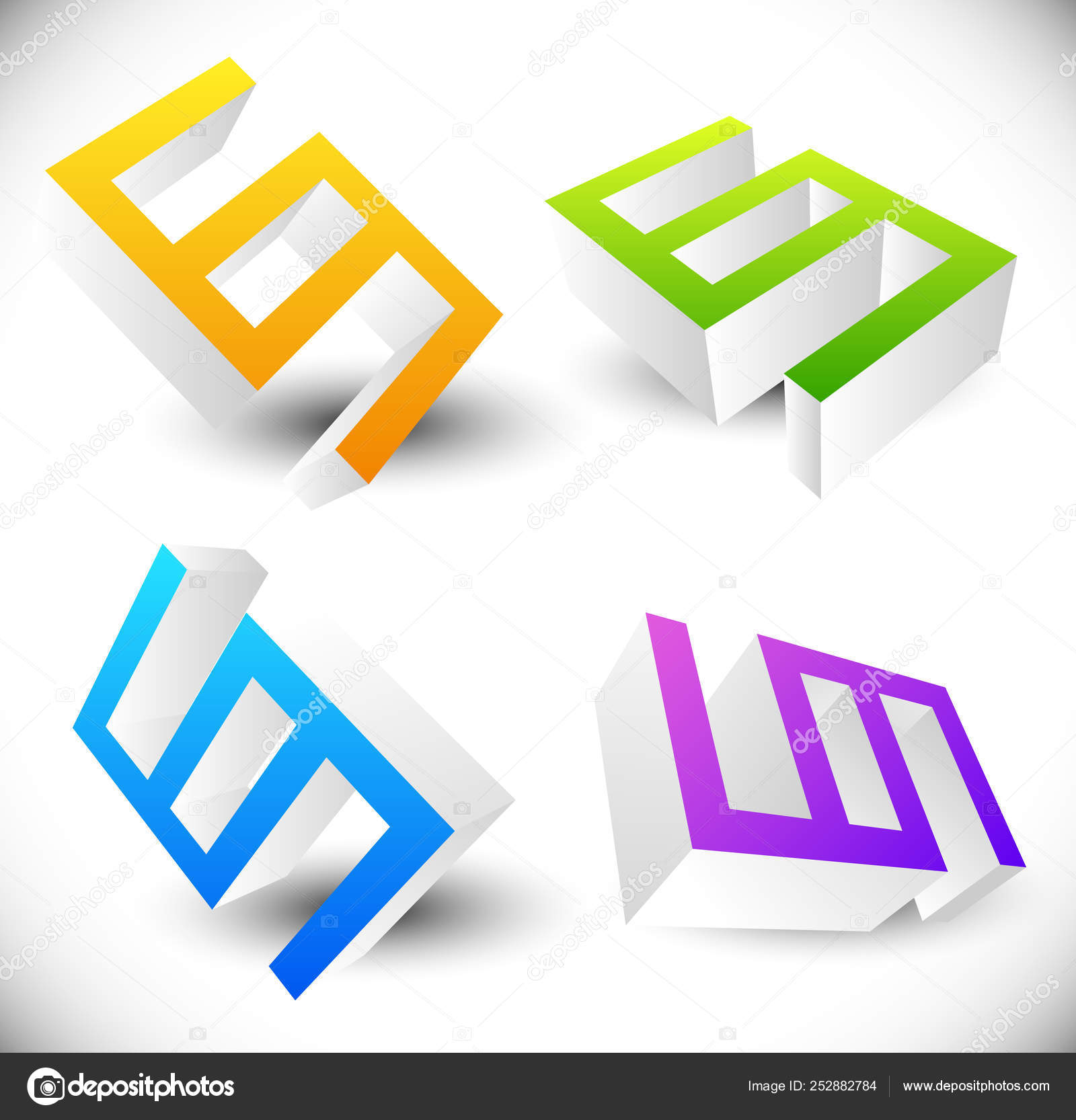 Angular 3d icons rotated in 4 angles. Stock Photo by ©vectorguy 252882784