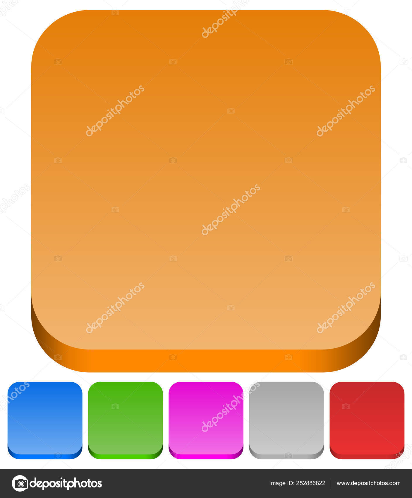 3d squares with rounded corners in 6 colors: Brown, blue, green ...