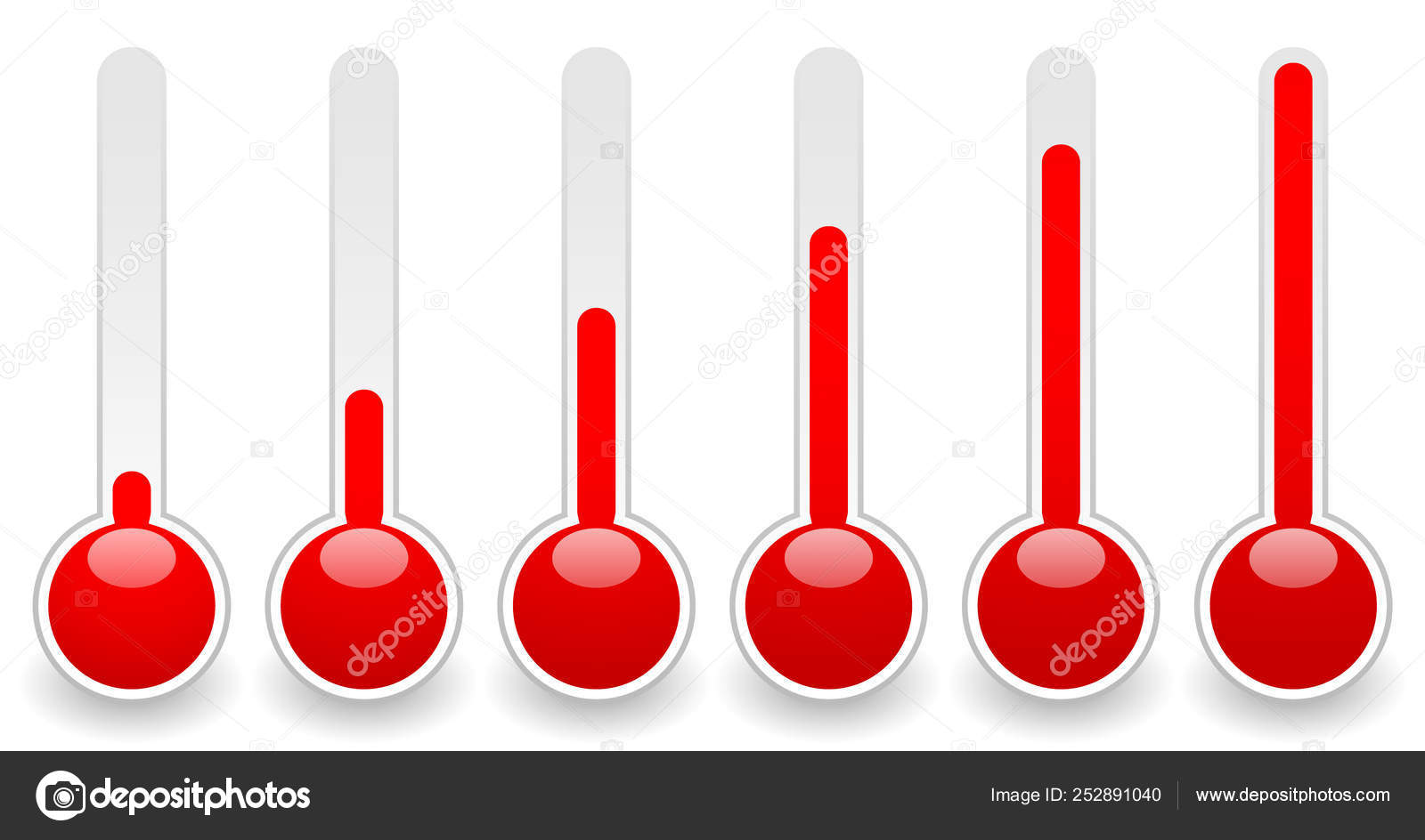Rising thermometer, thermograph set. elements. temperatur Stock Photo ...