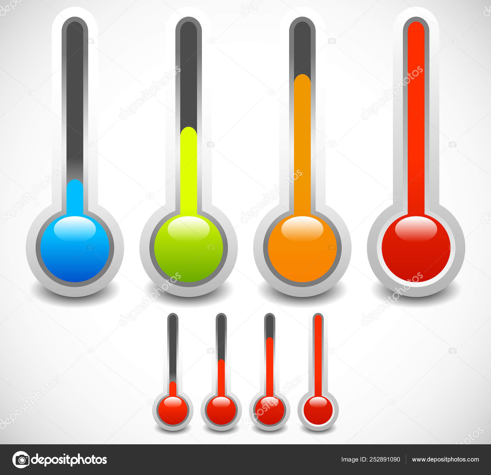 Set de termómetro. Temperatura fría, caliente, clima . — Foto de stock ...