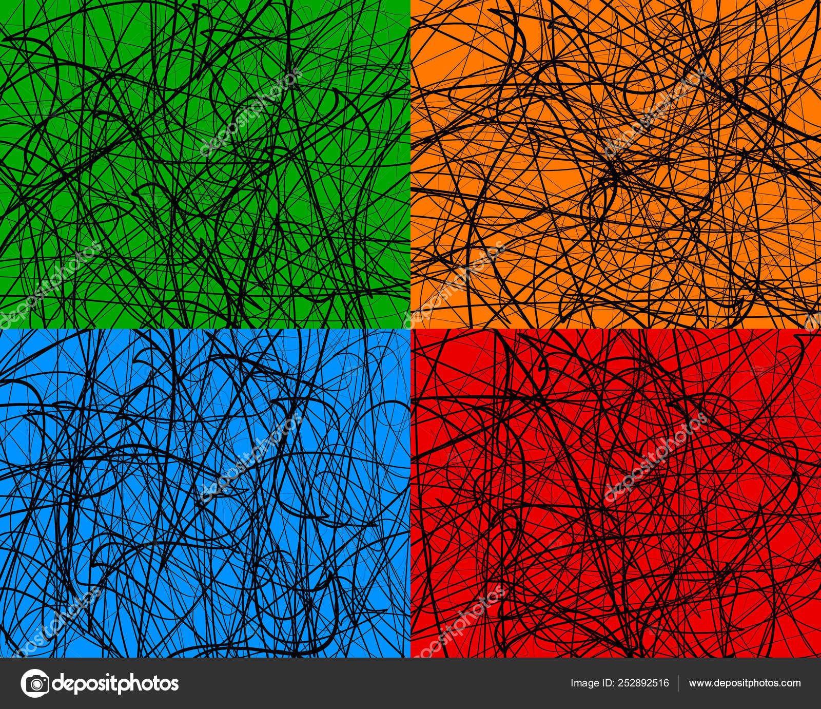 Random lines, abstract wavy lines. background. Set of 4 c Stock Photo ...