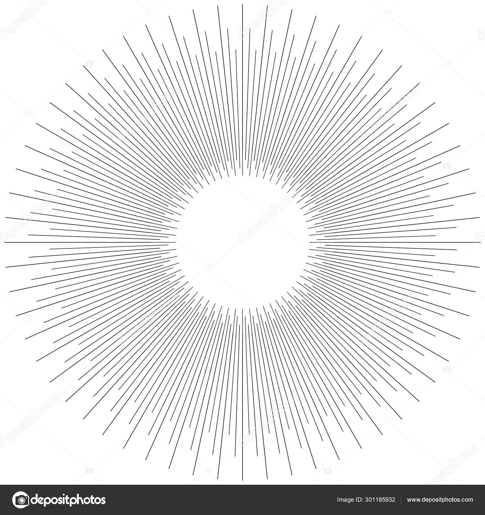 Radial ray, beam lines. Circular radiation stripes pattern. Glea Stock ...