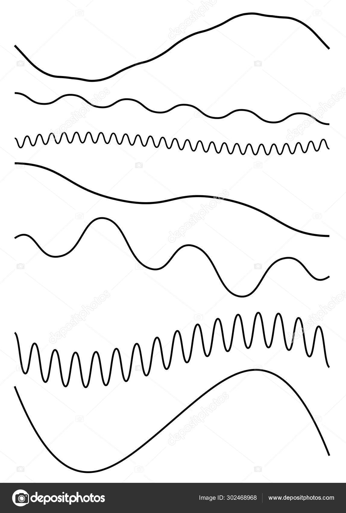 Wavy, billow (zigzag) line element set. Lines with waving effect Stock ...