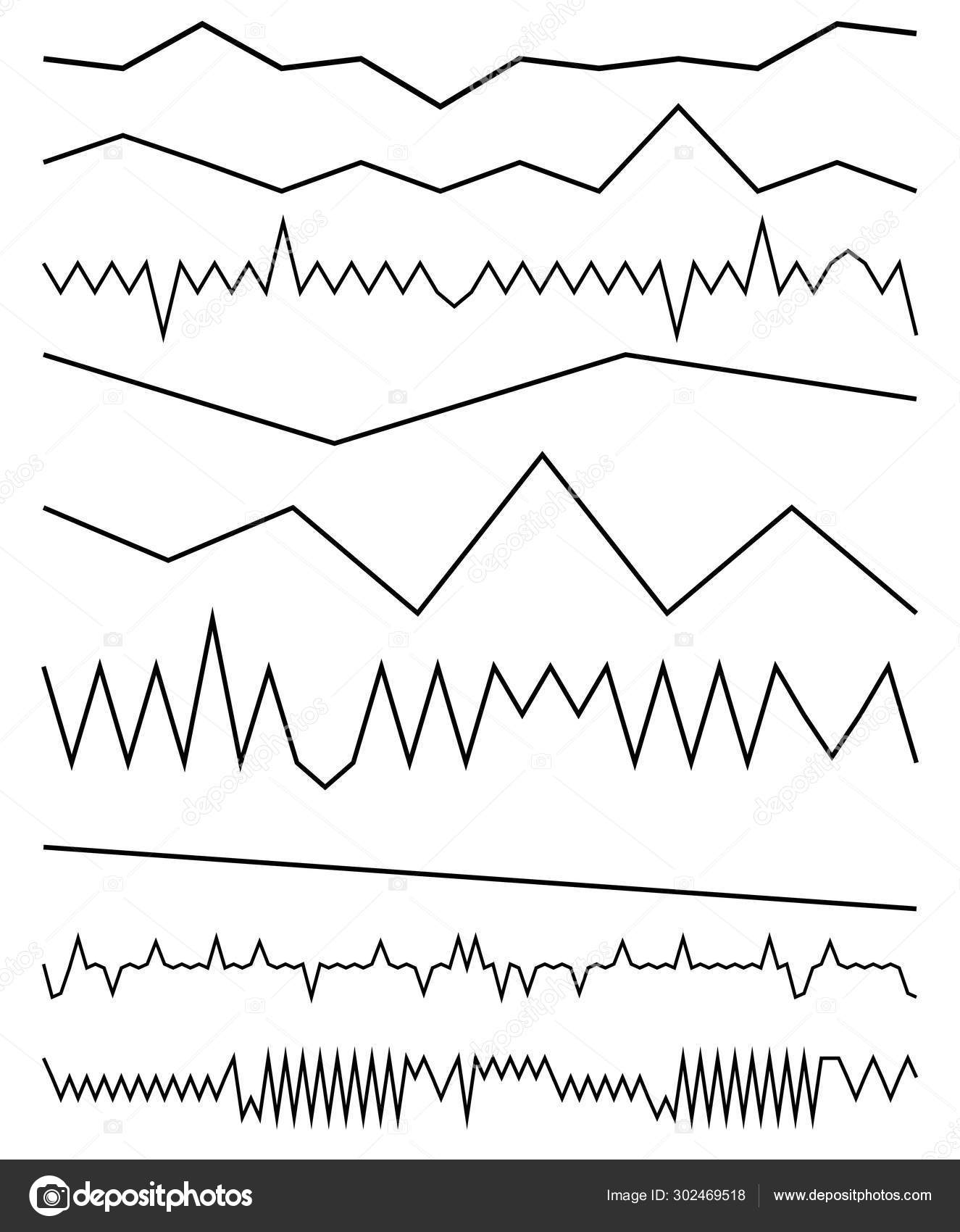 Wavy, billow (zigzag) line element set. Lines with waving effect Stock ...