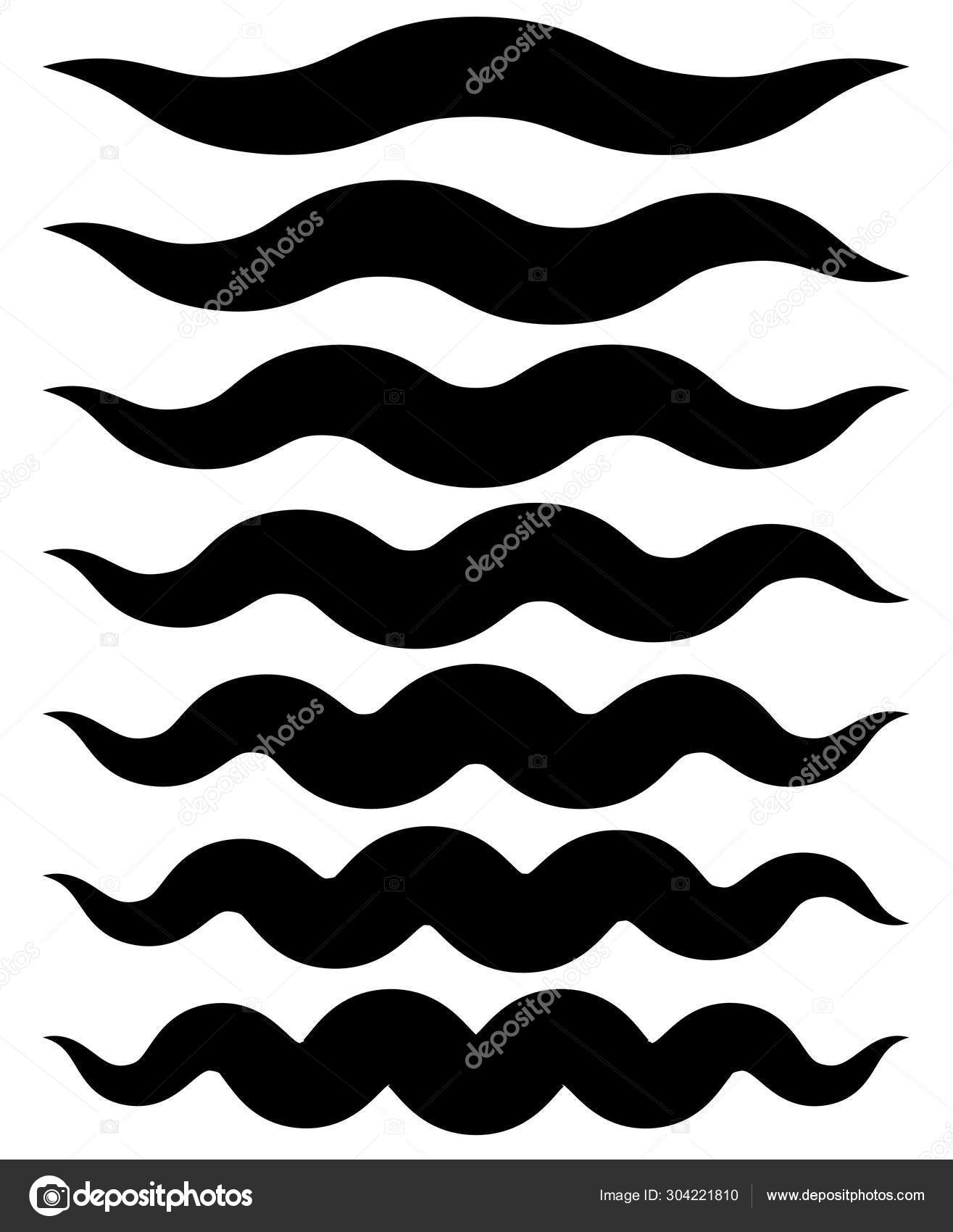 Wavy, billow, zigzag line element set. Lines with waving effect Stock ...