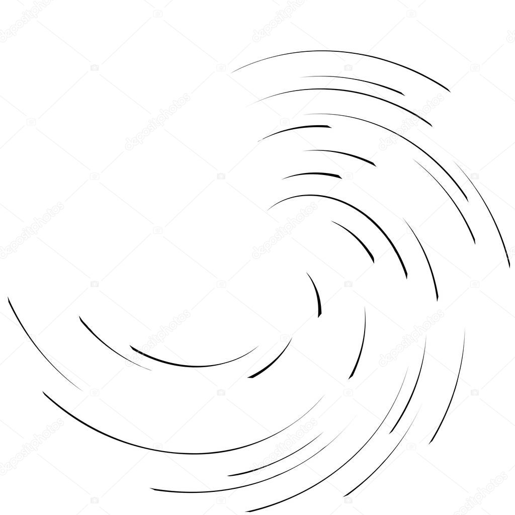 Giro detallado, elemento espiral. Whirlpool, efecto remolino. Líneas ...